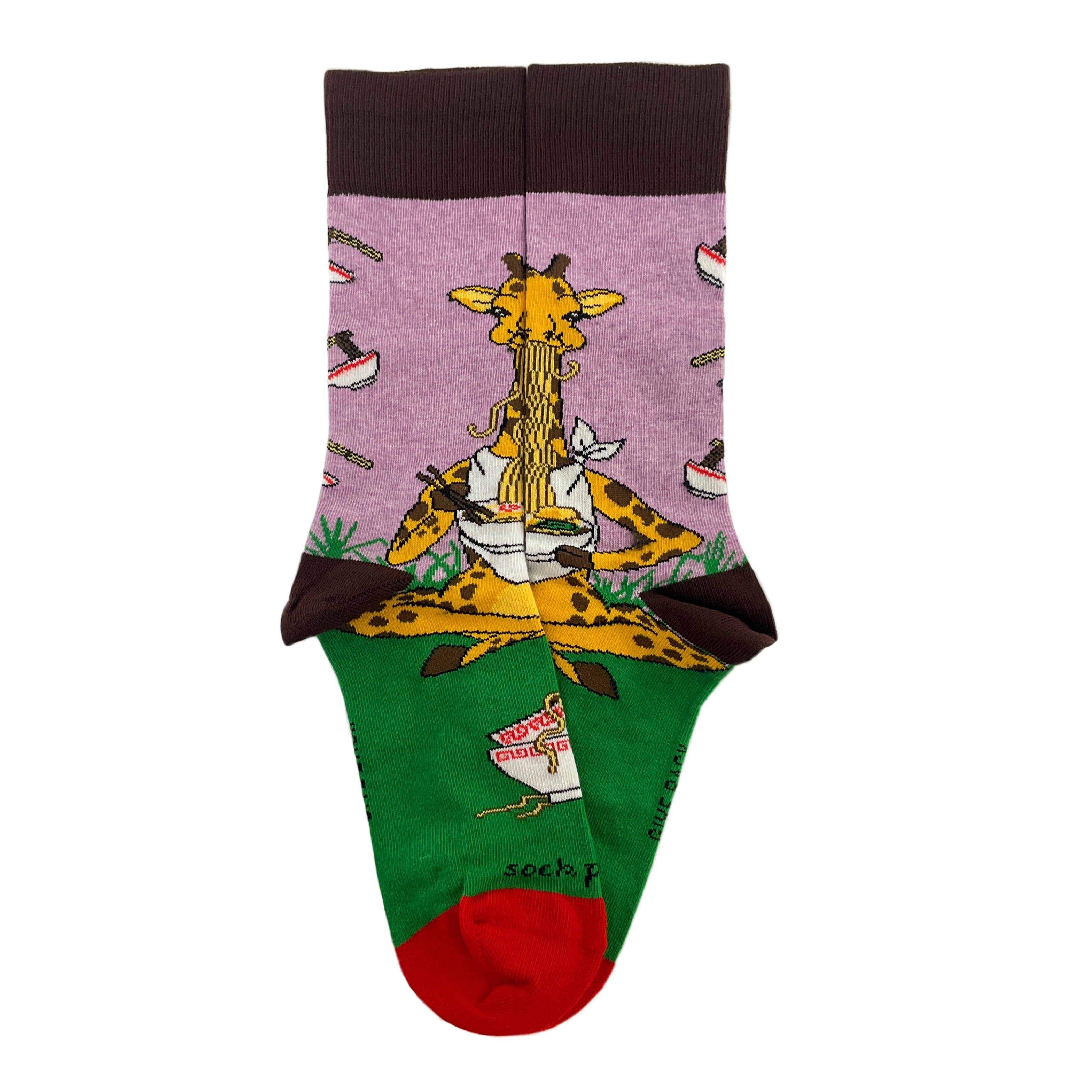 Giraffe Yogi Eating Ramen Socks from the Sock Panda (Adult Medium ...