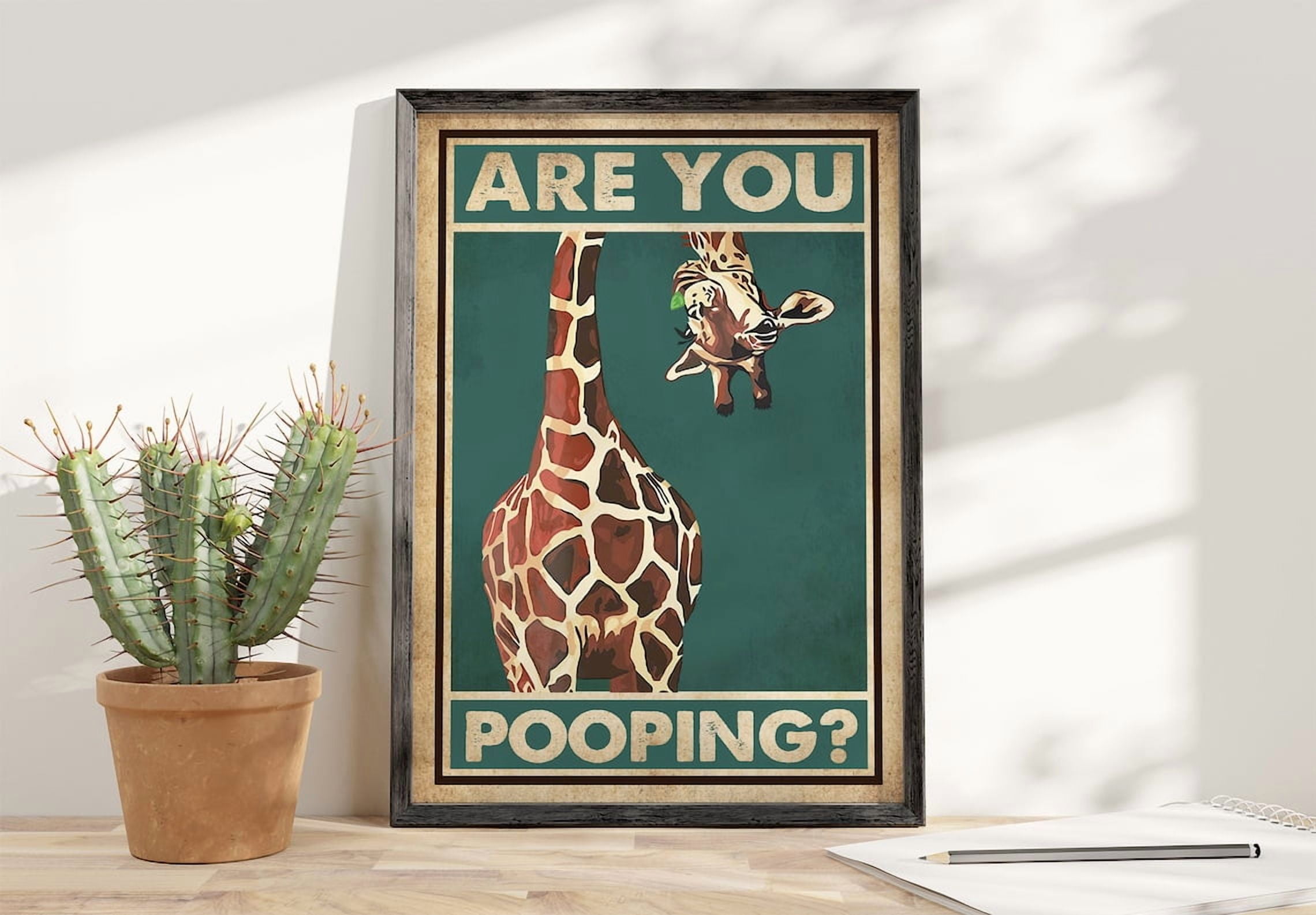 Giraffe Are You Pooping Bathroom Poster Or, Quirky Tet Wall Art Decor ...