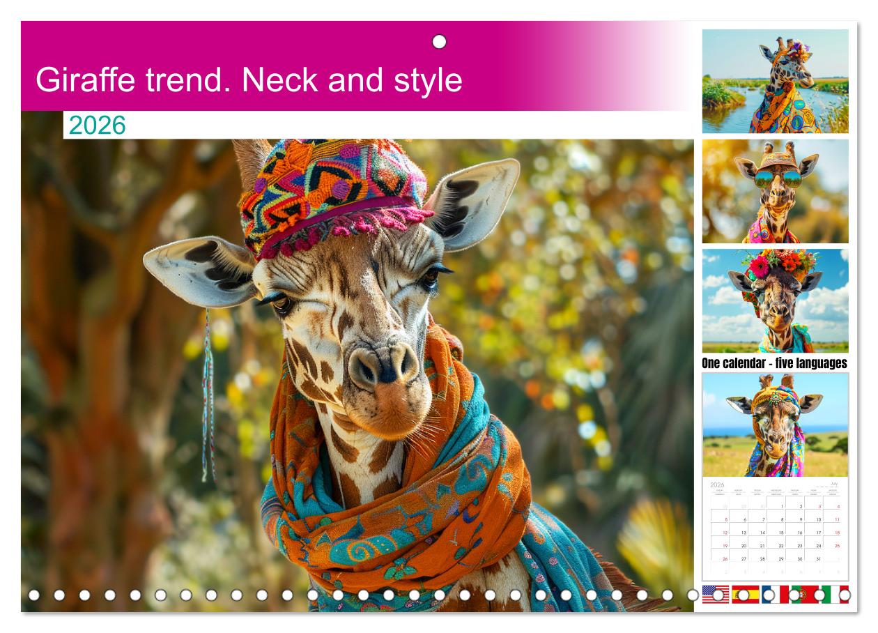 Giraffe trend. Neck and style (Monthly Wall Calendar 2026 11.7 x 16.5 ...