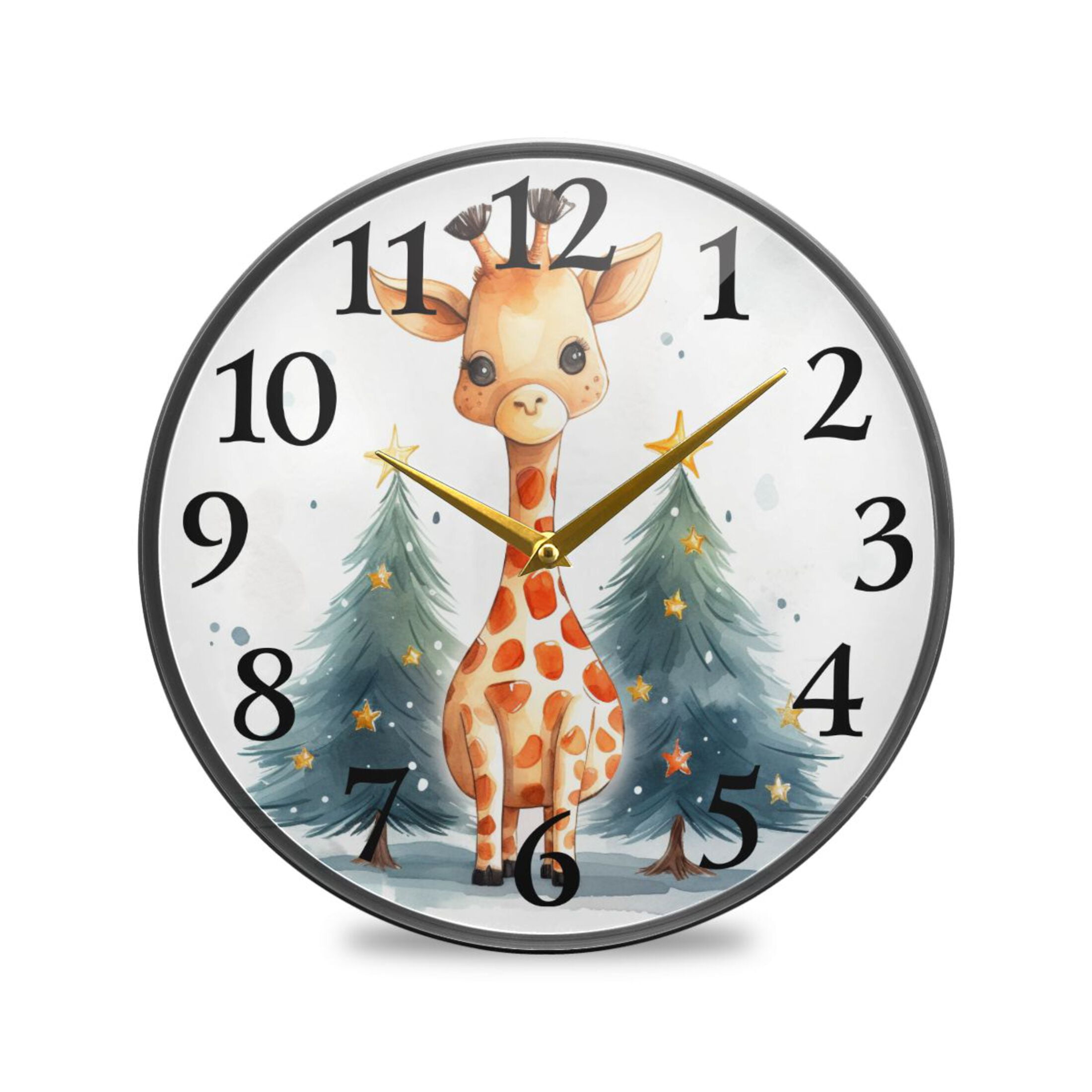 Giraffe with Christmas Tree Wall Clocks Battery Operated 11.9 Inch ...