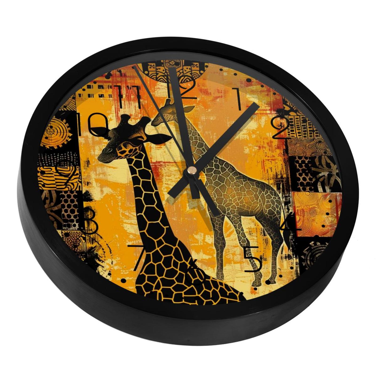Giraffe with Ethnic Elements Silent Wall Clock, Non Ticking Battery ...