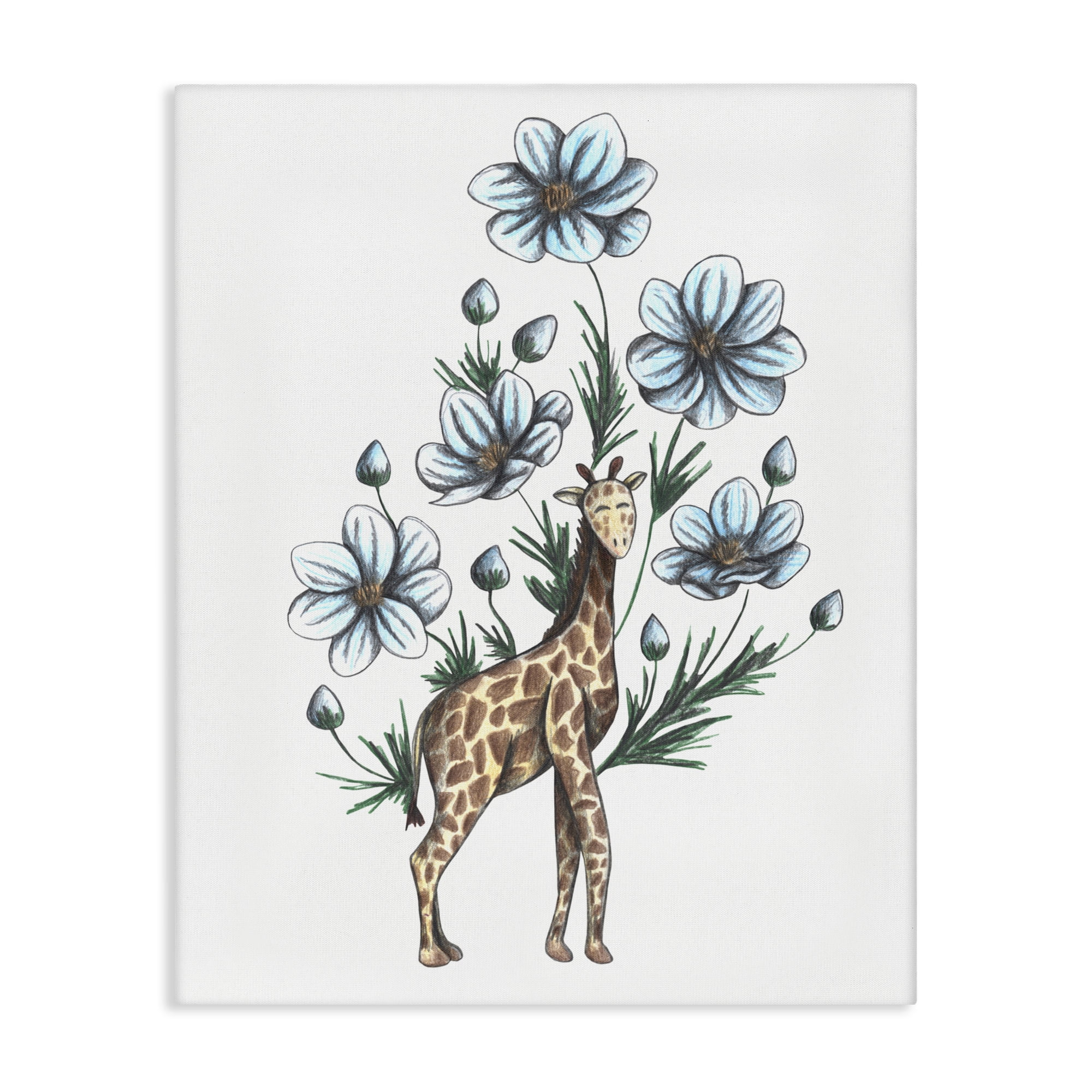 Giraffe with Flower Blossoms Canvas Wall Art, design by Cecilia ...