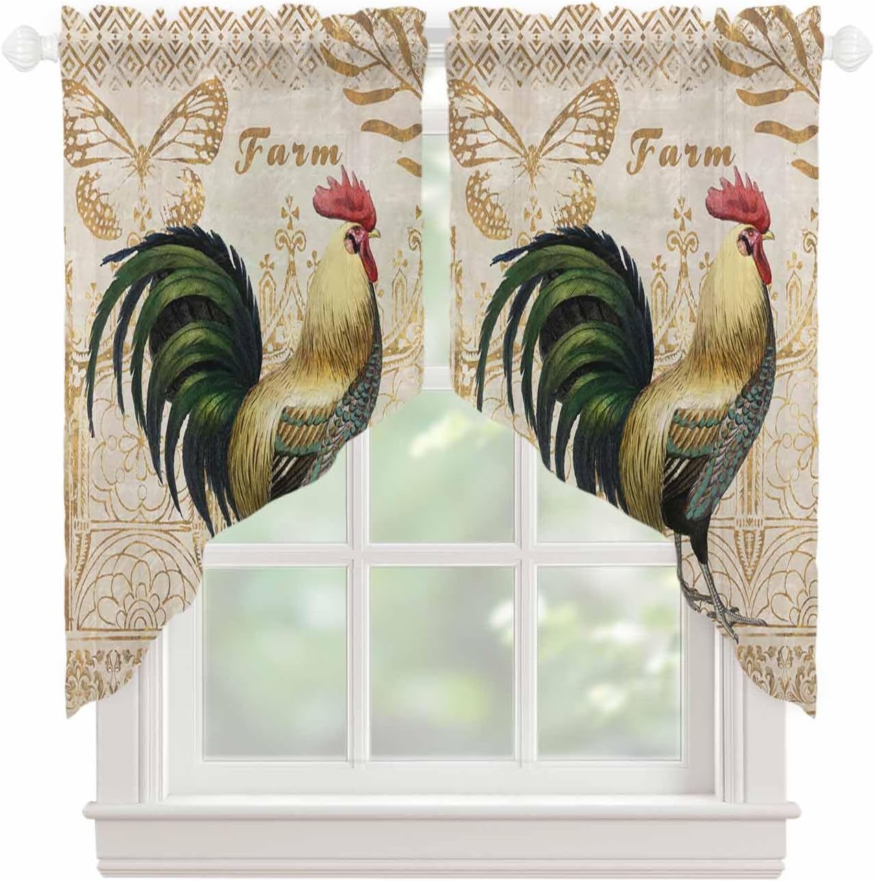 Giraffee Swag Valances for Windows Farm Pig Rustic Retro Wood Semi ...