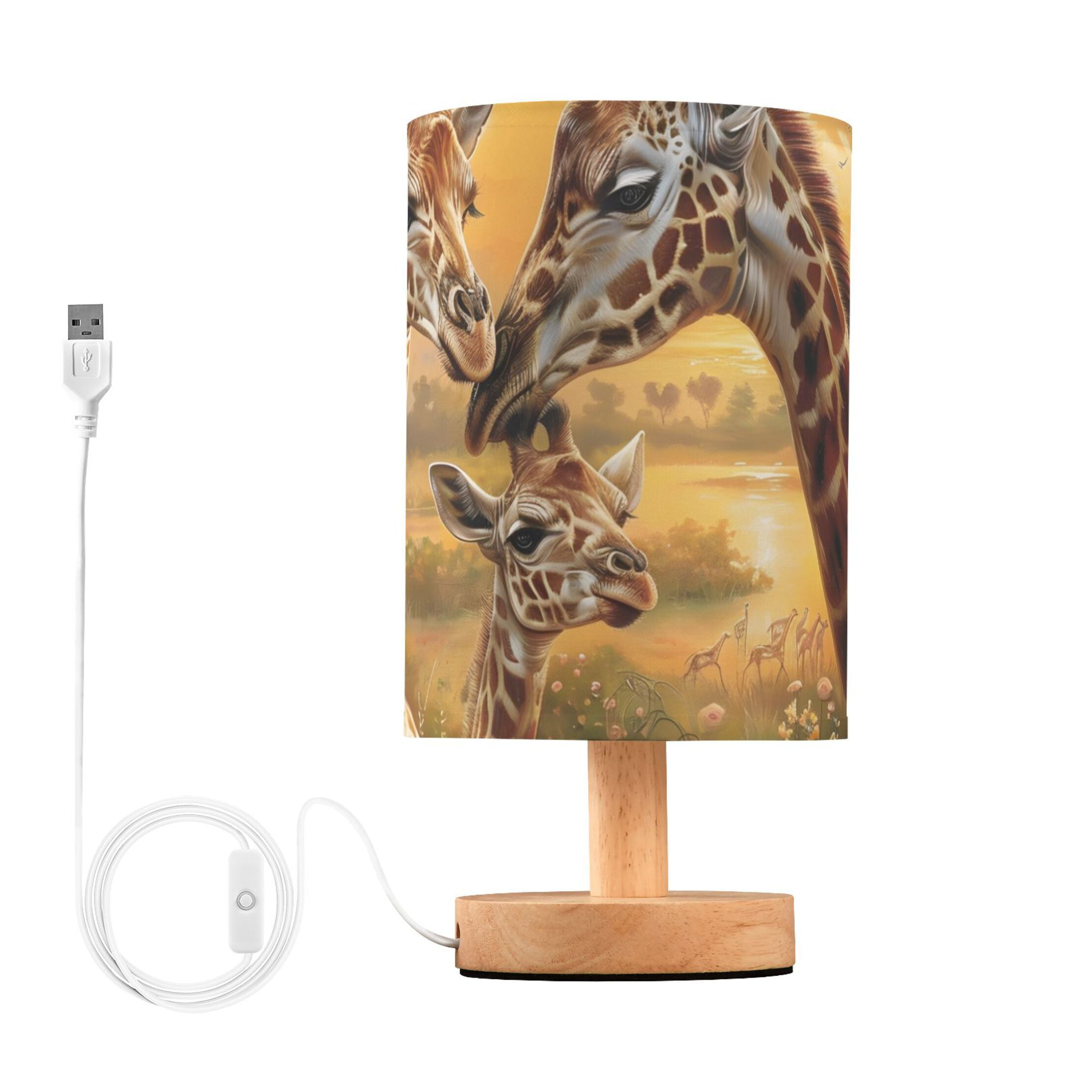 Giraffes Family and Sunset Bedside Desk Lamp LED Table Nightstand Lamps ...