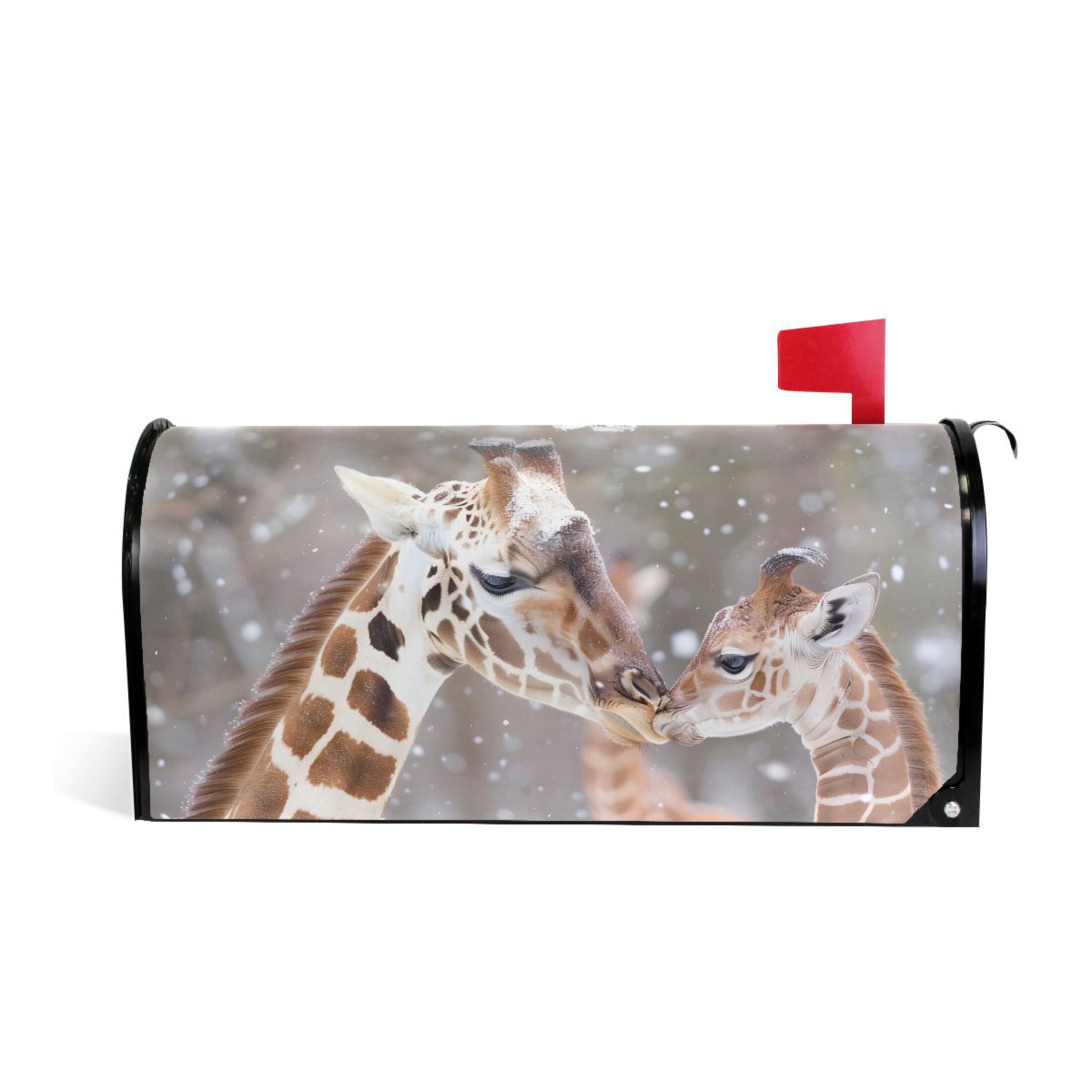Giraffes Family in Winter Magnetic Mailbox Covers 21" X 18" Post Letter ...