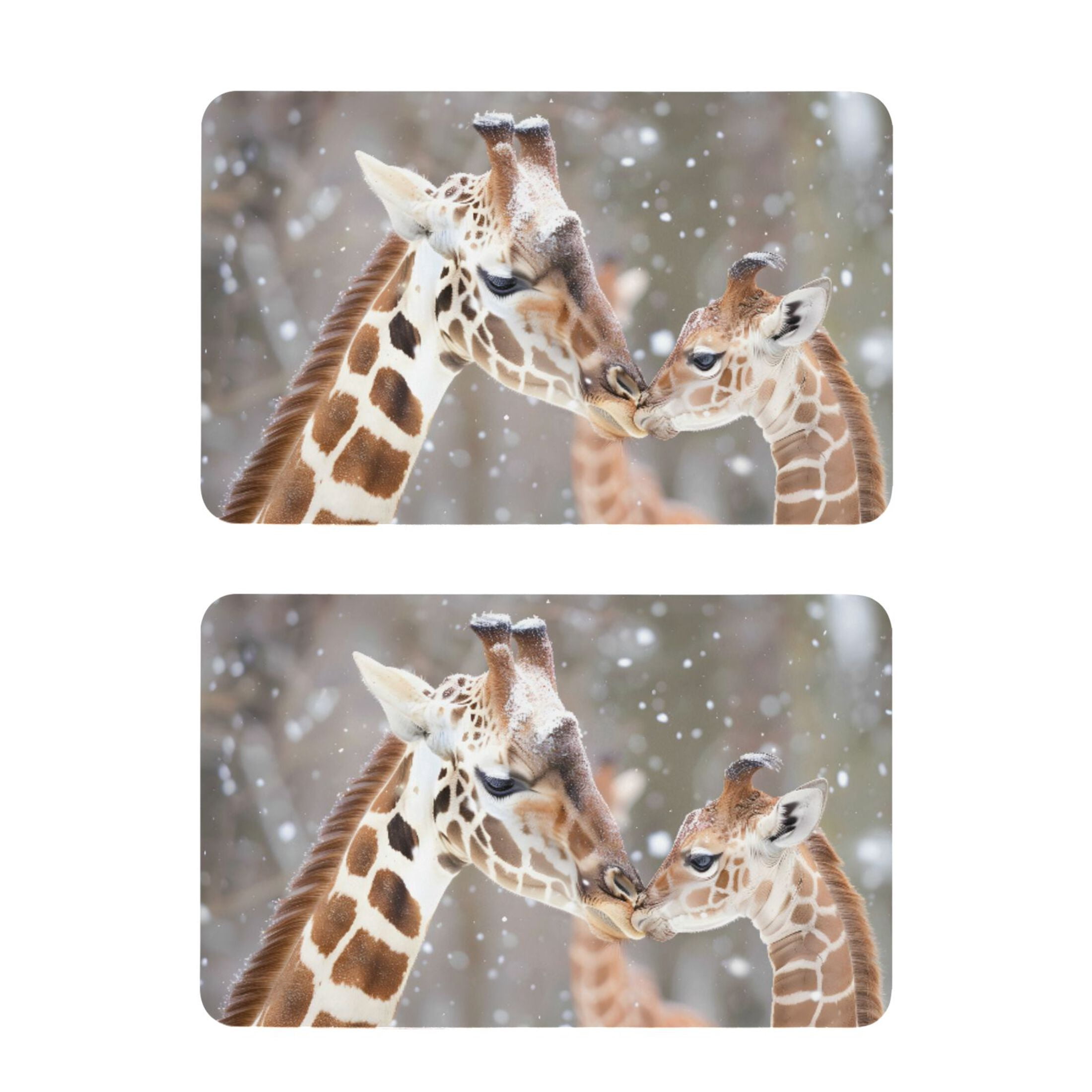 Giraffes Family in Winter Refrigerator Magnet Stickers Square Fridge ...