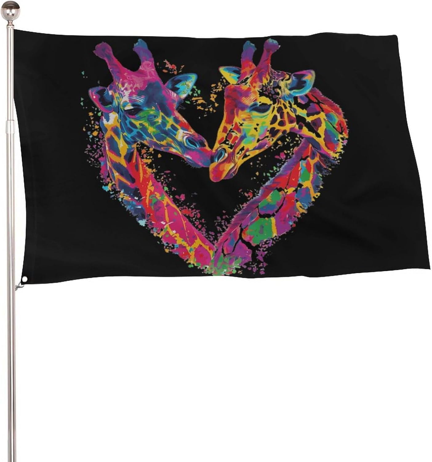 Giraffes Love Printed Flag with 2 Brass Grommets Banner Funny for ...