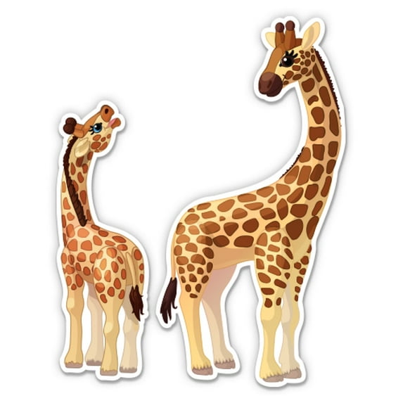 Giraffes Mom and Baby Set - 8" Vinyl Sticker - For Car Laptop I-Pad ...