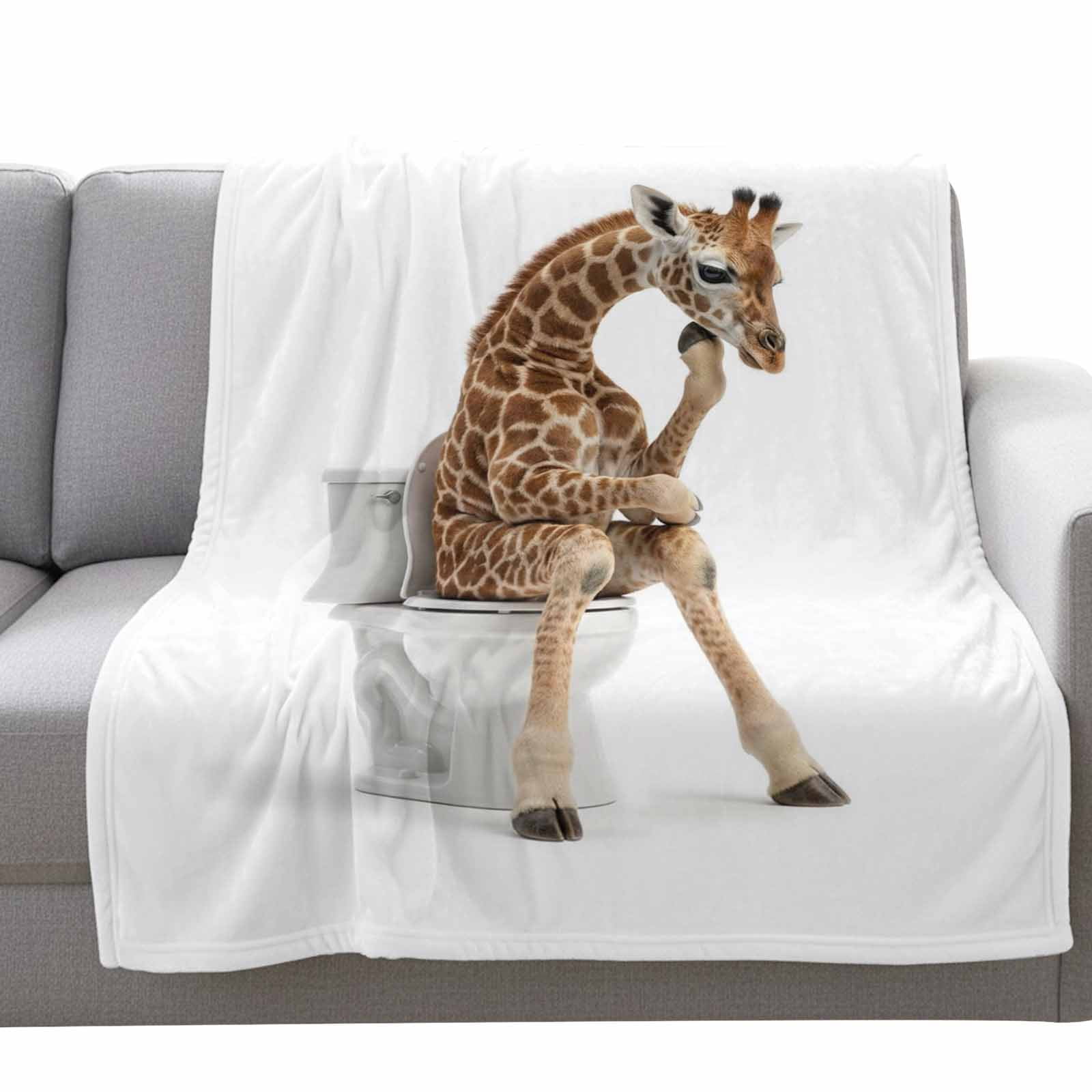 Giraffes Thinking Fleece Throw Blanket Lightweight Abstract Funny ...