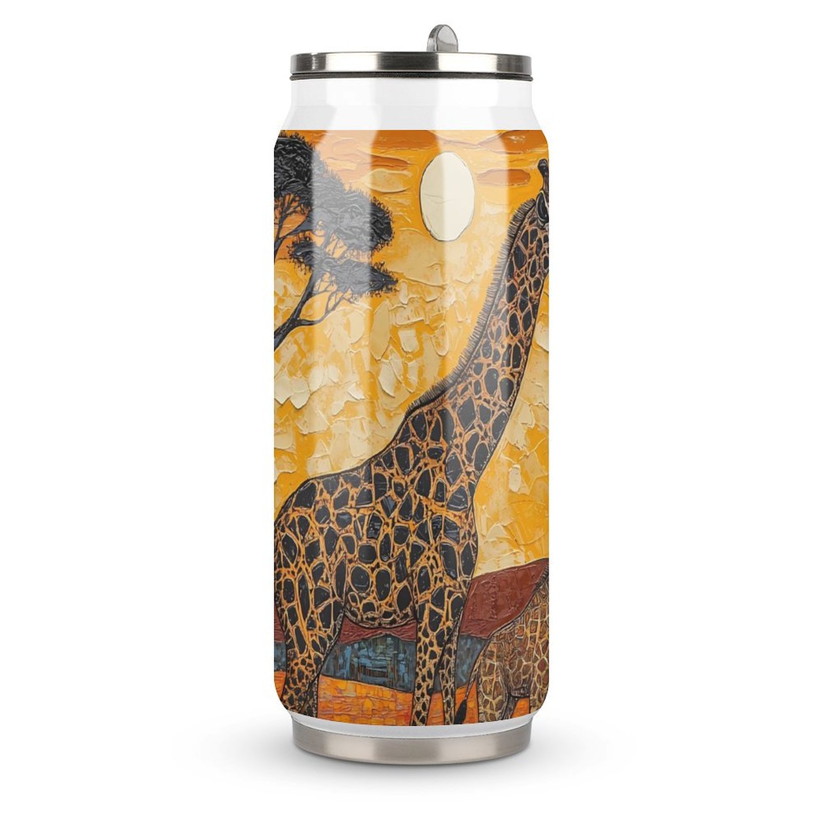 Giraffes Trees Sunset Landscape In Africa Savannah Coffee Tavel ...