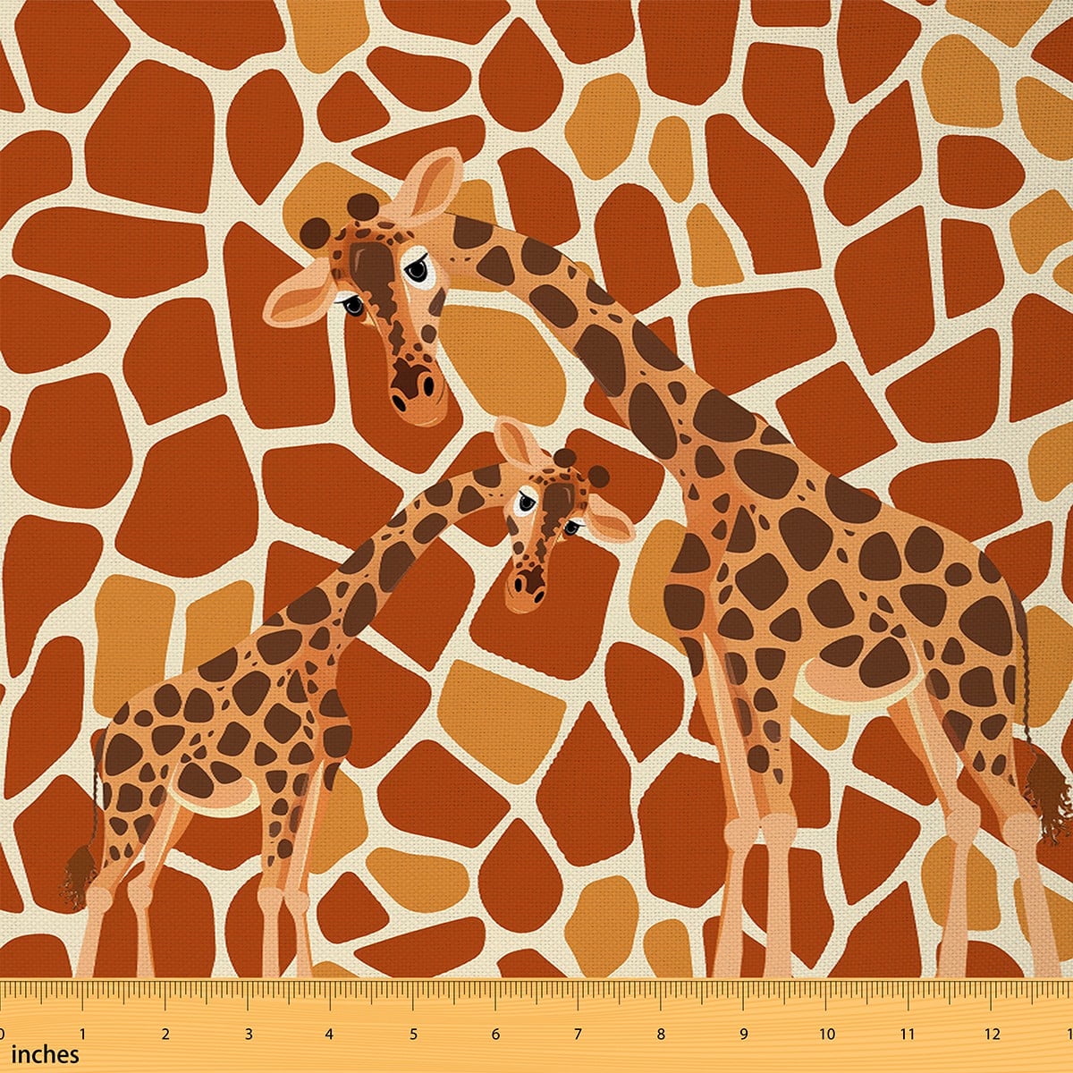 Giraffes Upholstery Fabric, Cute Wildlife Fabric By The Yard, Cartoon ...