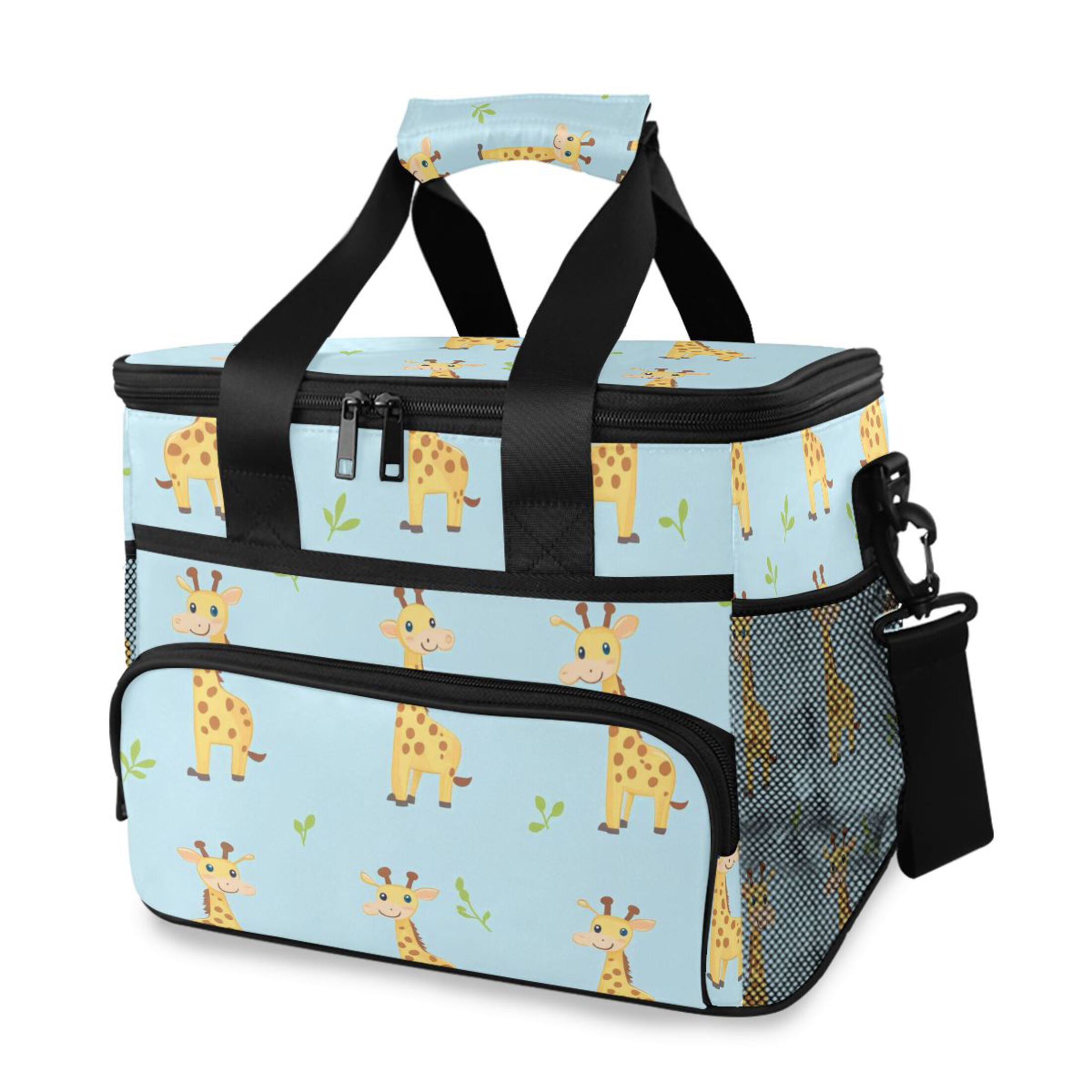 Giraffes on Blue Insulated Lunch Bag 15L Cooler Box for Women Men Work ...