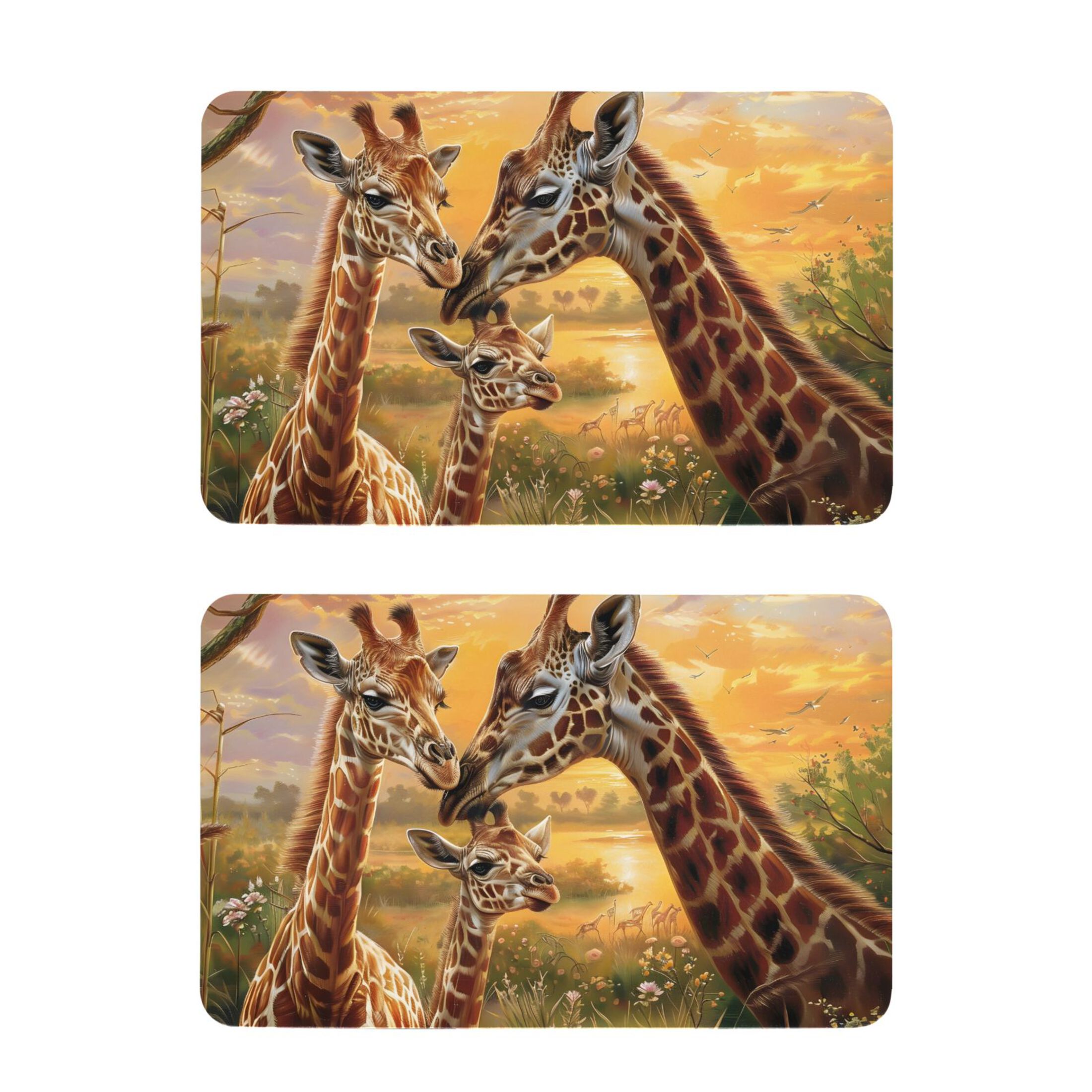 Giraffes on Grassland Fridge Magnets Sticker Refrigerator Magnetic ...