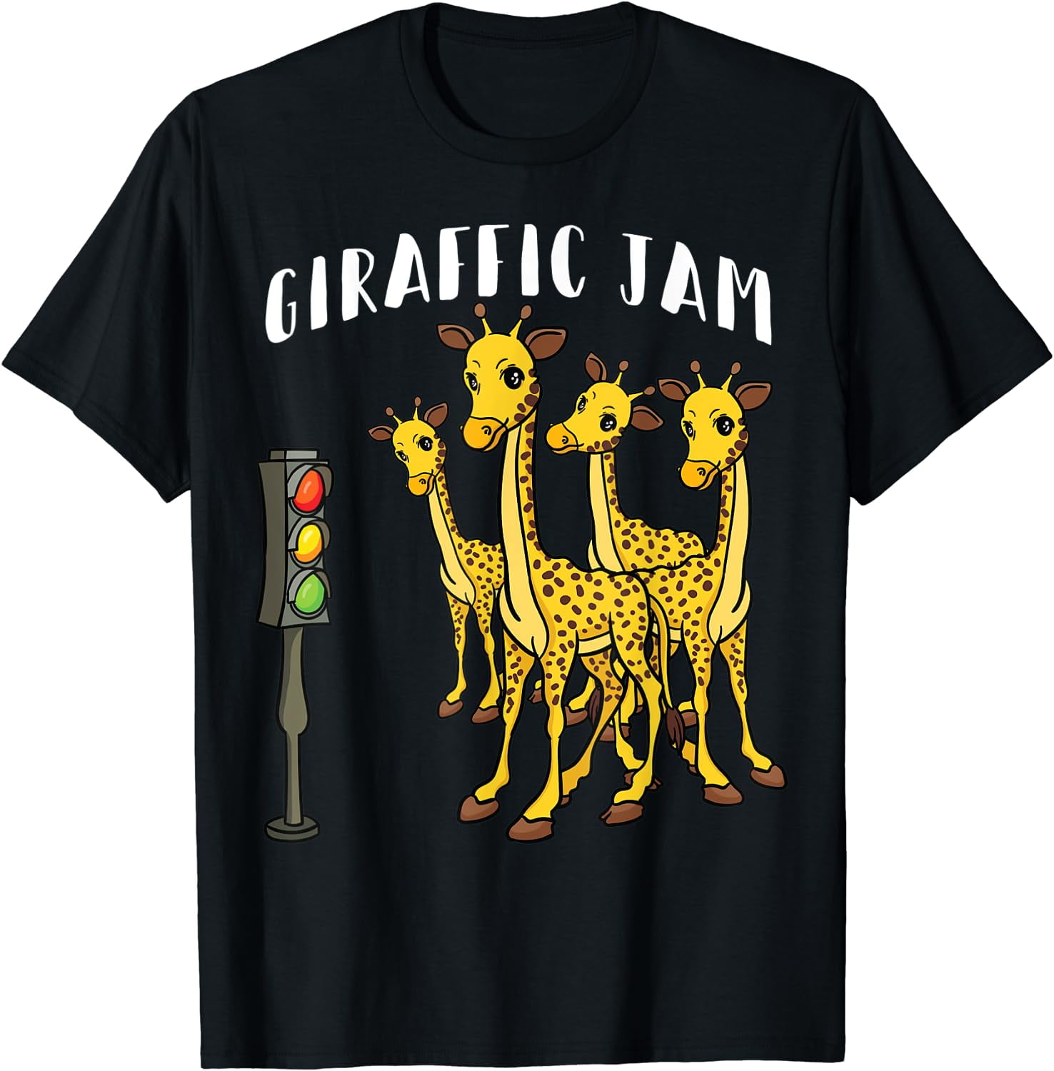 Giraffic Jam T Shirt Giraffe Animal Traffic Pun Zoo Gift Black Small ...
