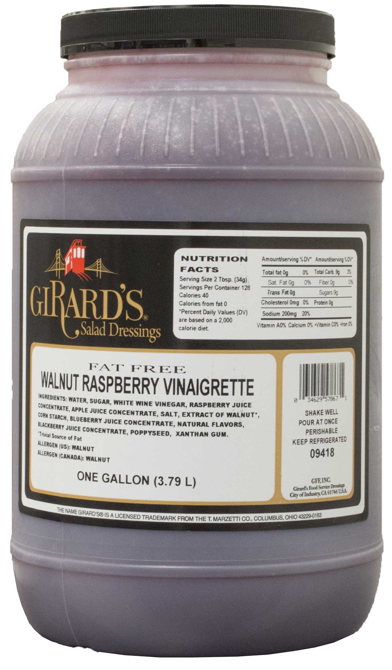 Girards Dressing Au Naturel Fat Free Raspberry Walnut Vinaigrette ...