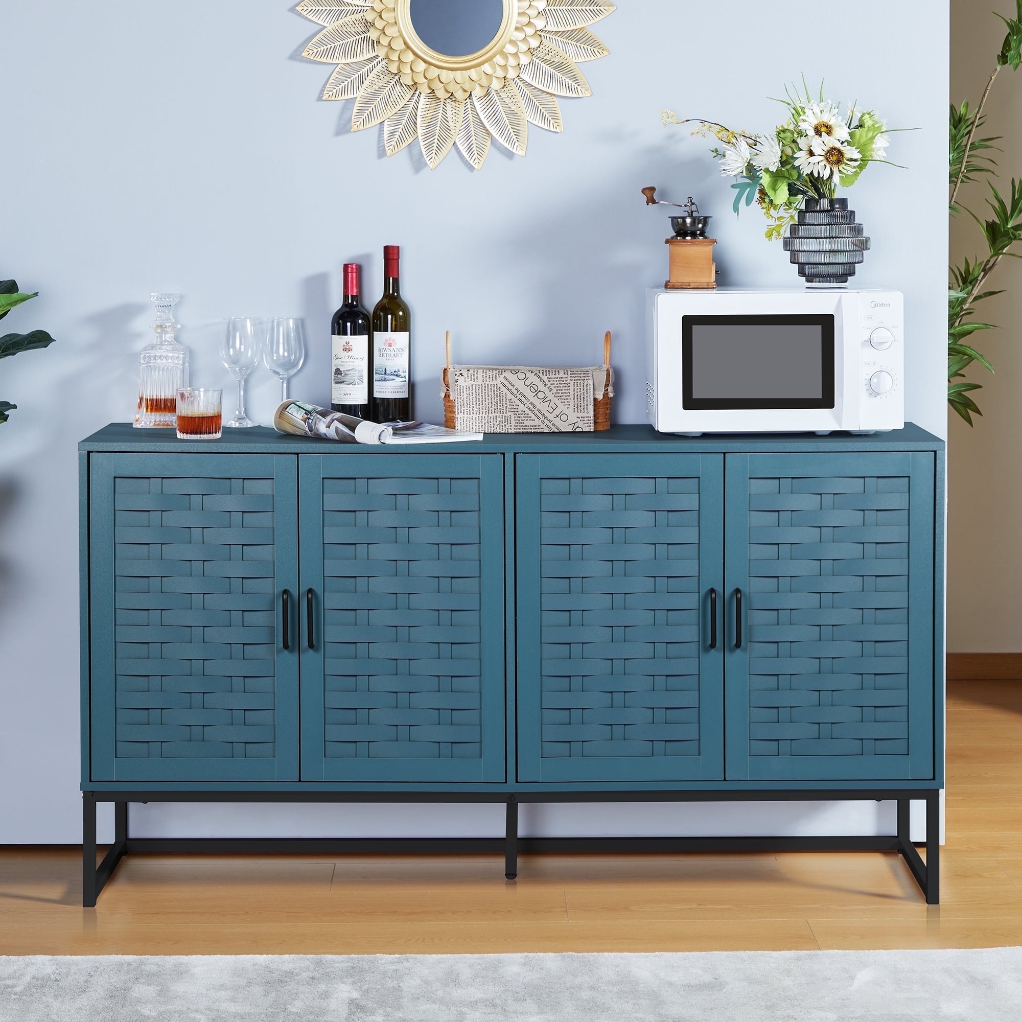 YOCWO Kitchen Sideboards and Buffets, 60" Wide Storage Accent Cabinet ...