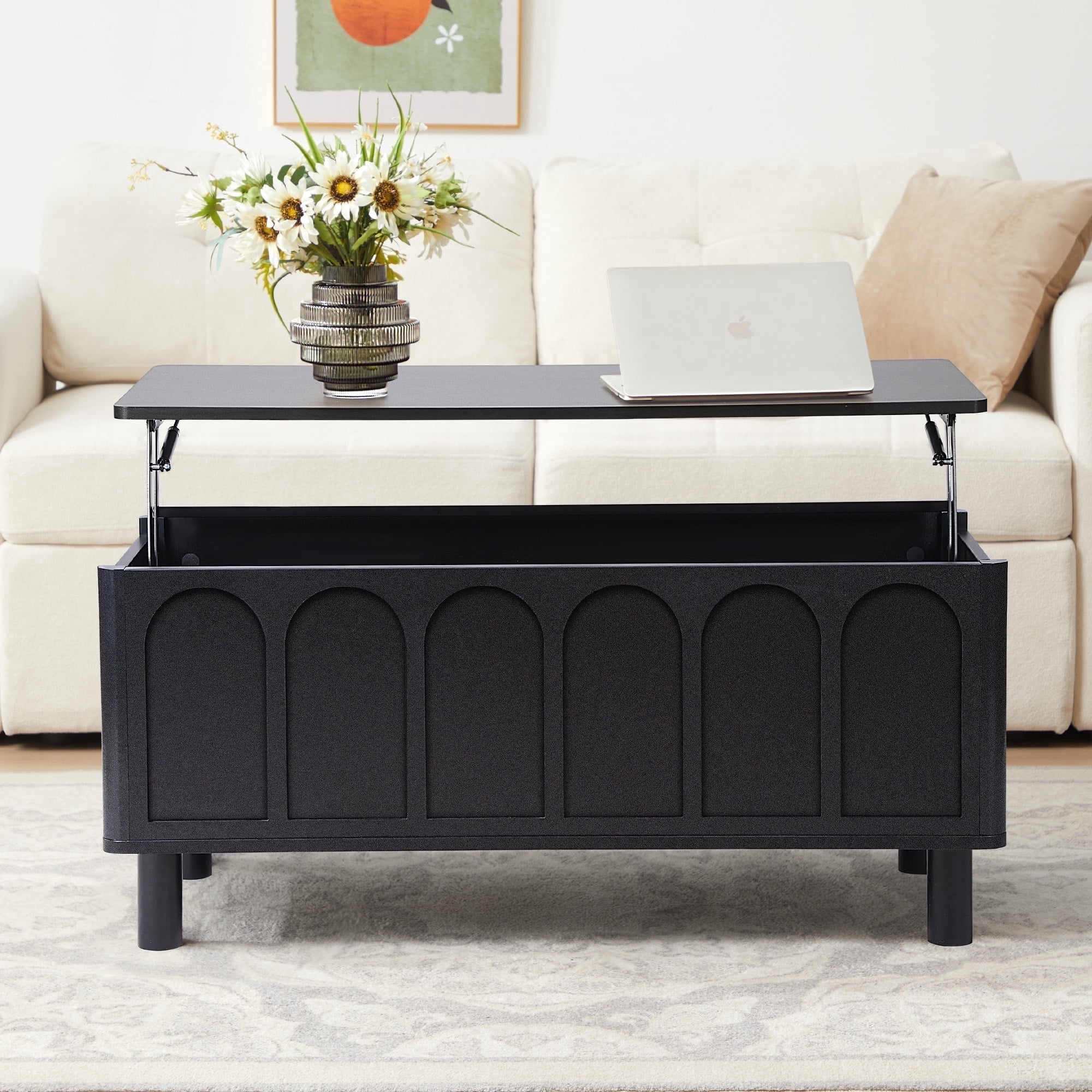 YOCWO Lift Top Coffee Table with Hidden Compartment & Storage Shelve ...