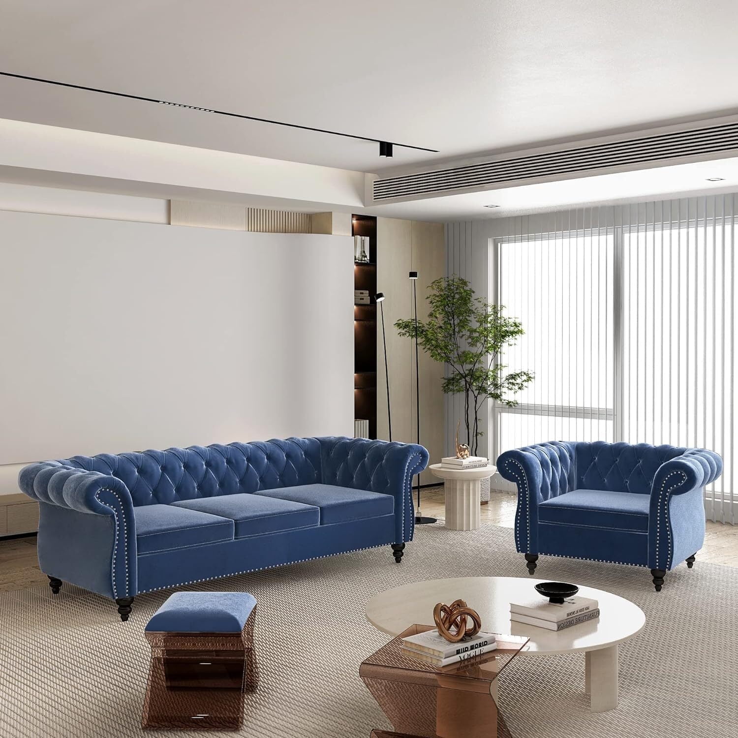 Giratree Living Room Furniture Sets, 3 Seat Sofa and Chair Set, 1+3 ...