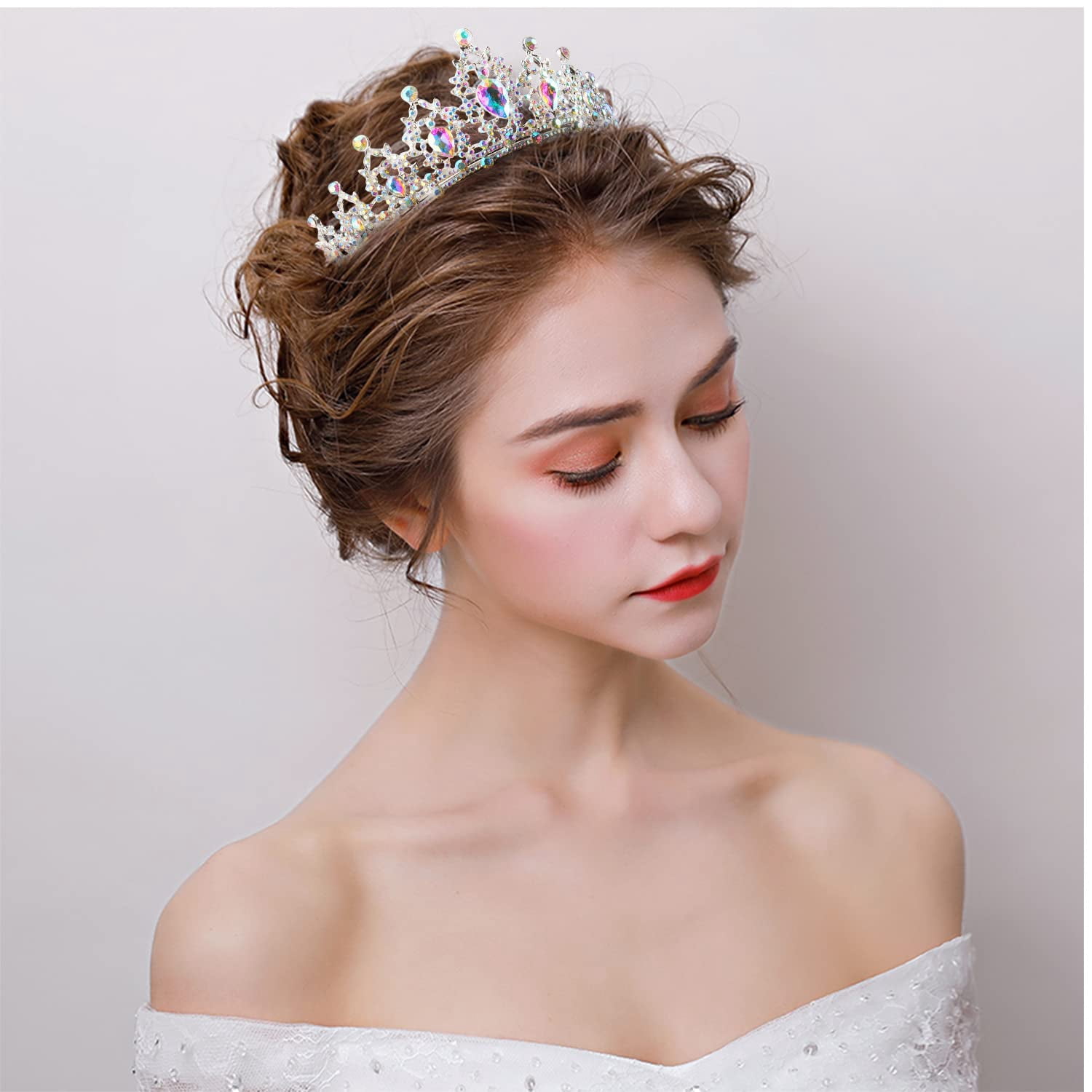 Girl AB Silver Crown Crystal Princess Headband - Birthday Queen Water ...