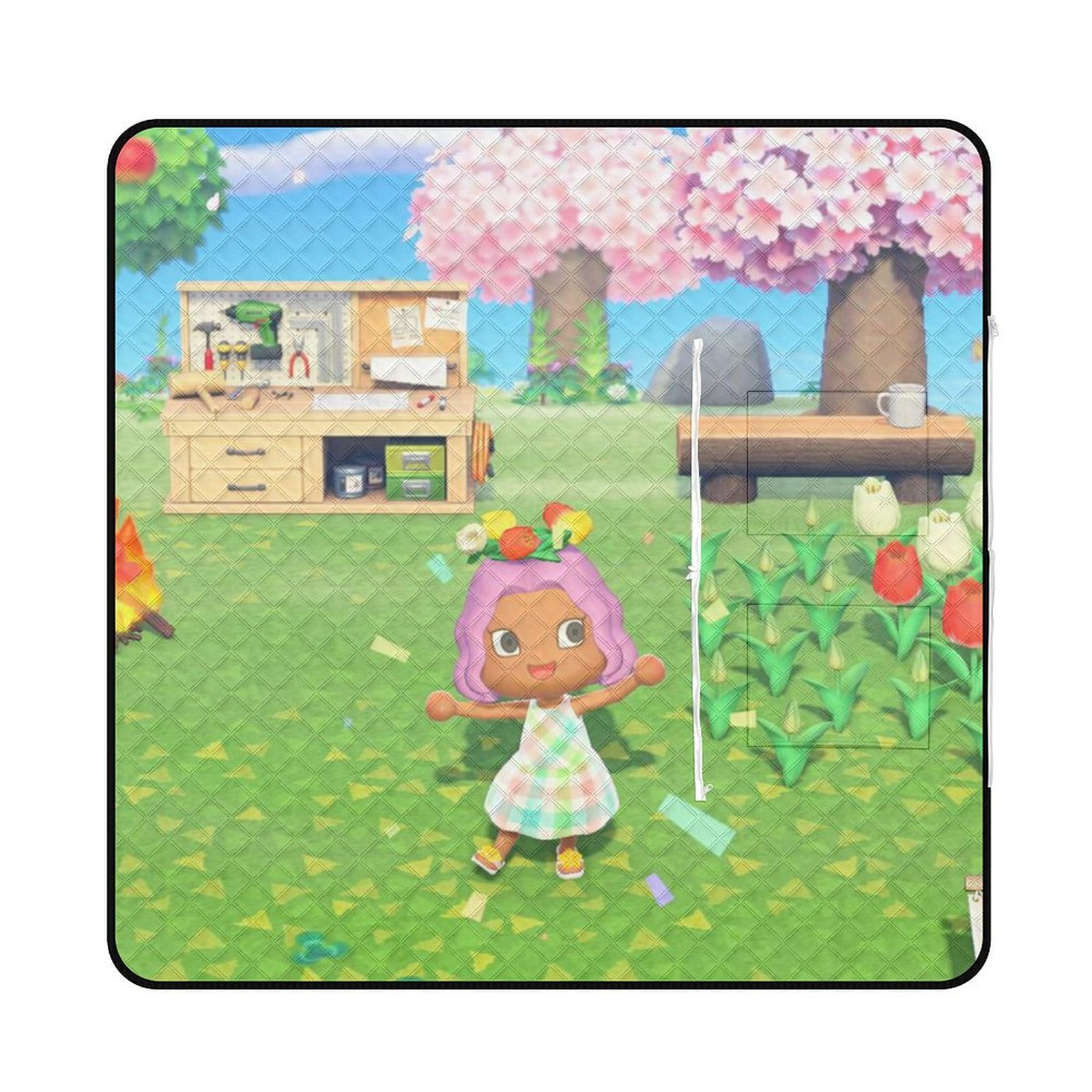 Girl Animal Crossing New Horizons Picnic Mat Foldable Portable Tote Bag ...