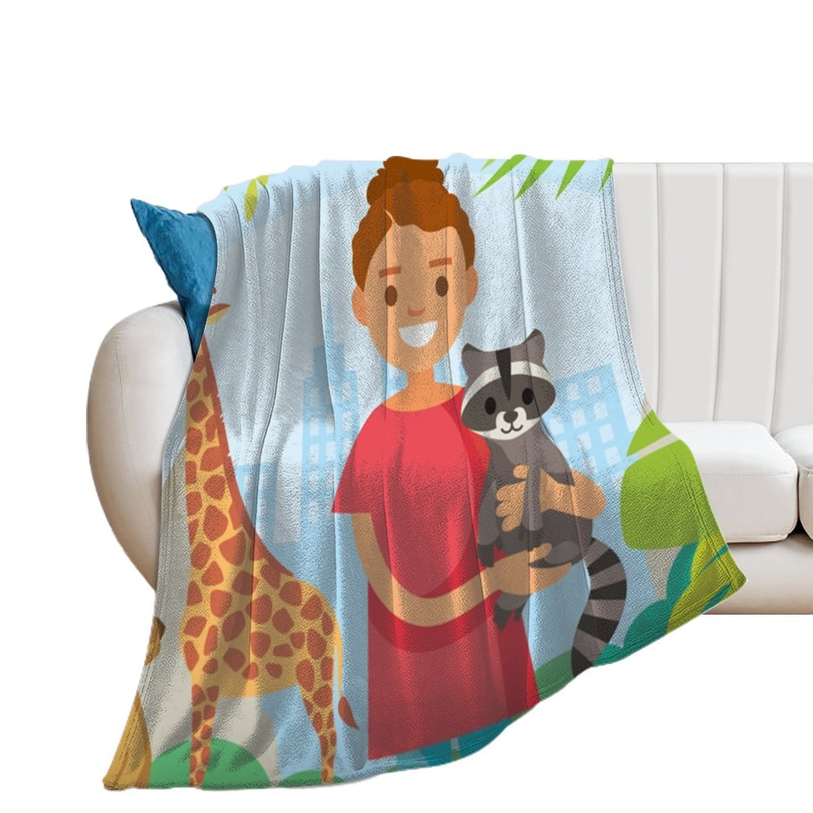 Girl Baby Raccoon Contact Zoo Park People Ultra Soft Micro Fleece ...