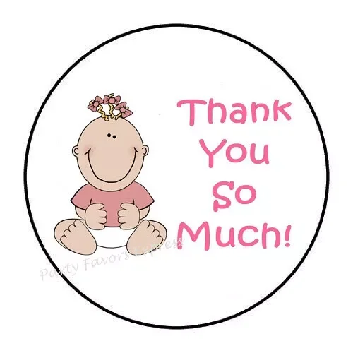 Girl Baby Shower Thank You So Much Stickers Favors Phone Decal Water ...