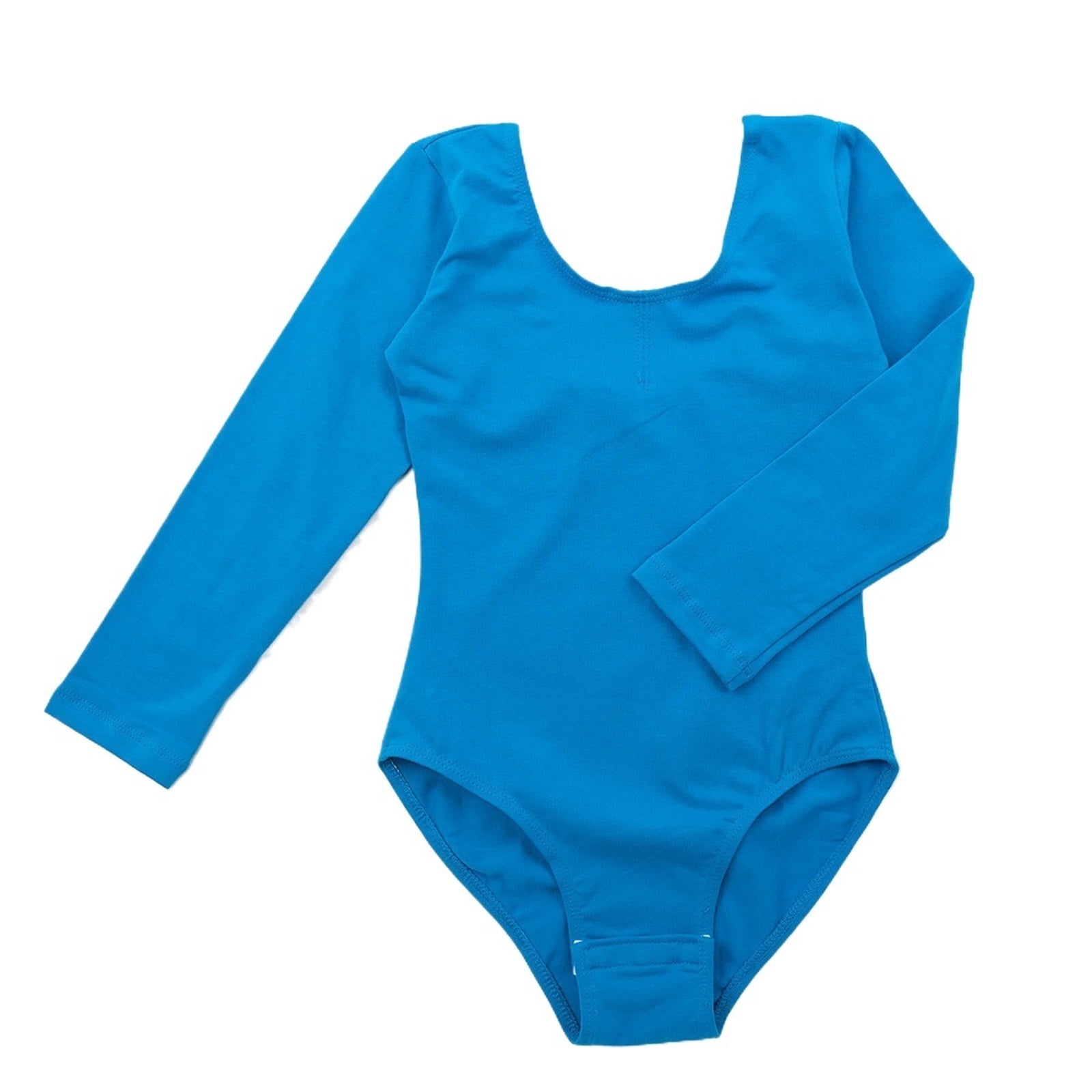 Girl Ballet Leotard Long Sleeve Cotton For Gymnastics Dance Scoop Neck ...