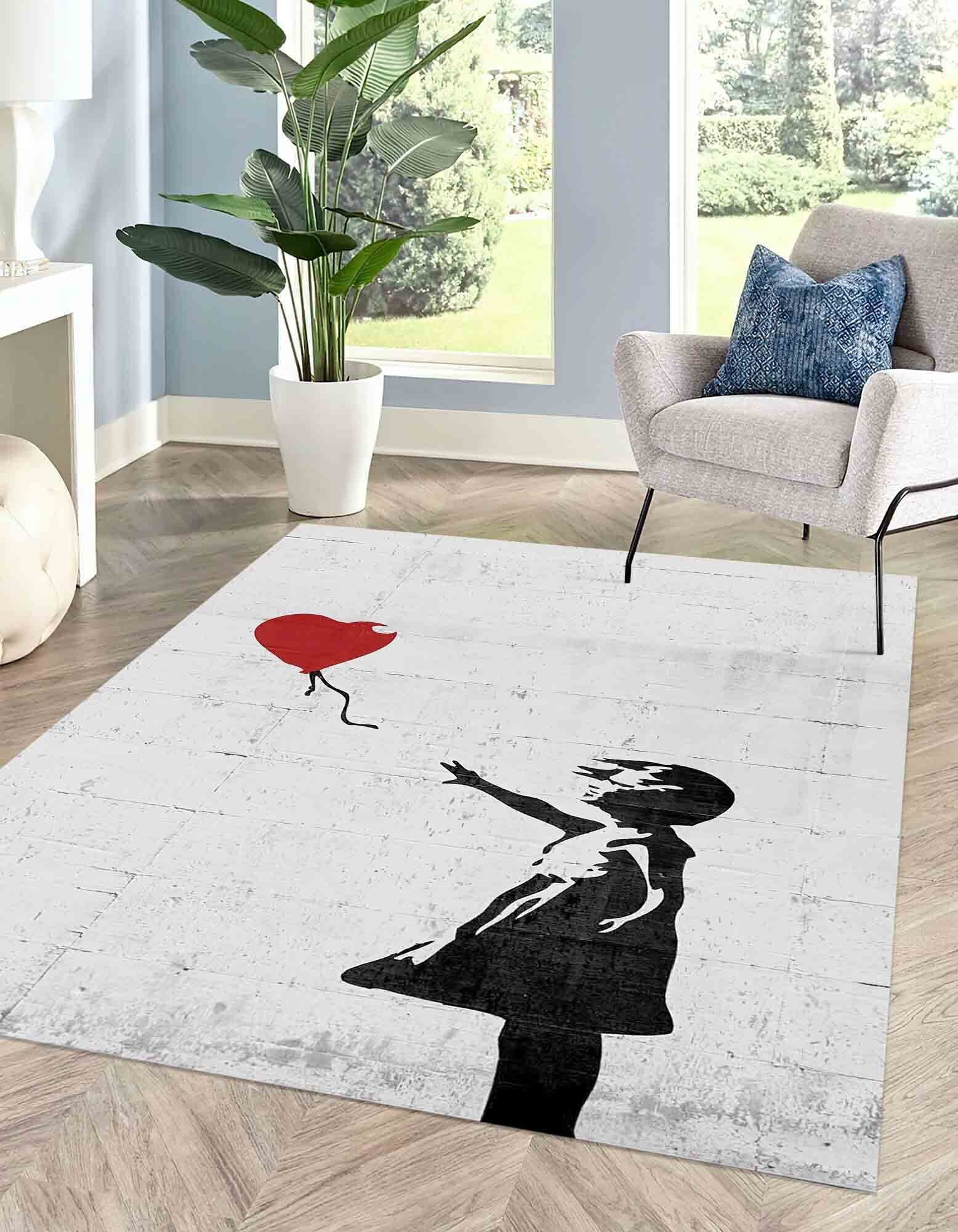 Girl Balloon Graffiti Rugs, Floor Rug, Banksy Graffiti Rugs, Home Decor ...