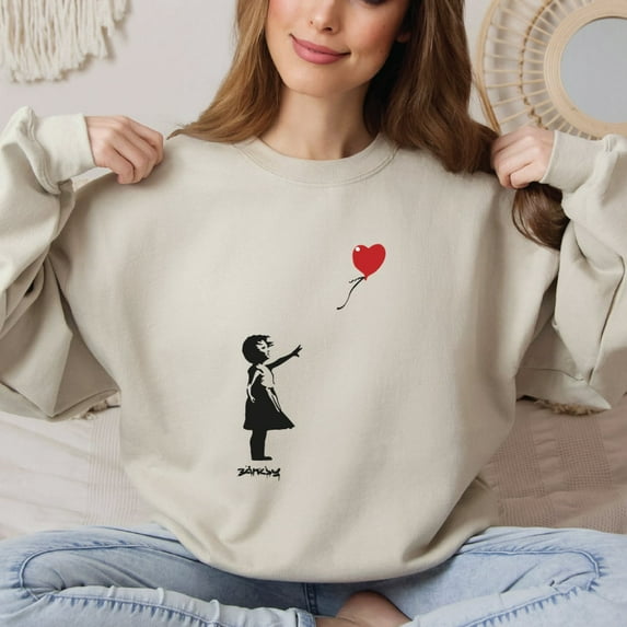Girl With Balloon Sweatshirt, Street Art Sweatshirt, Unique Design ...