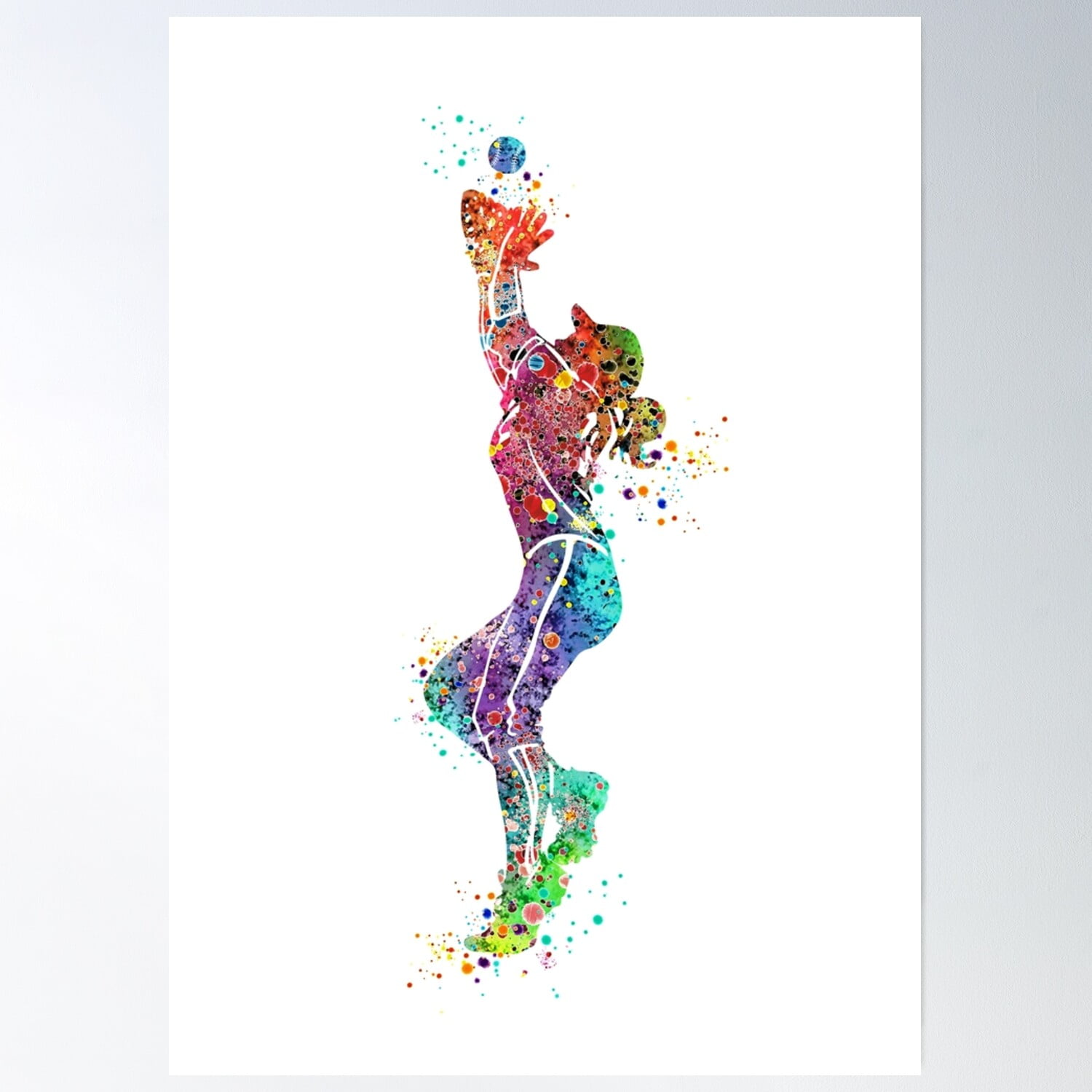 Girl Baseball Fielder Softball Player Watercolor Sport Gift Poster Wall ...