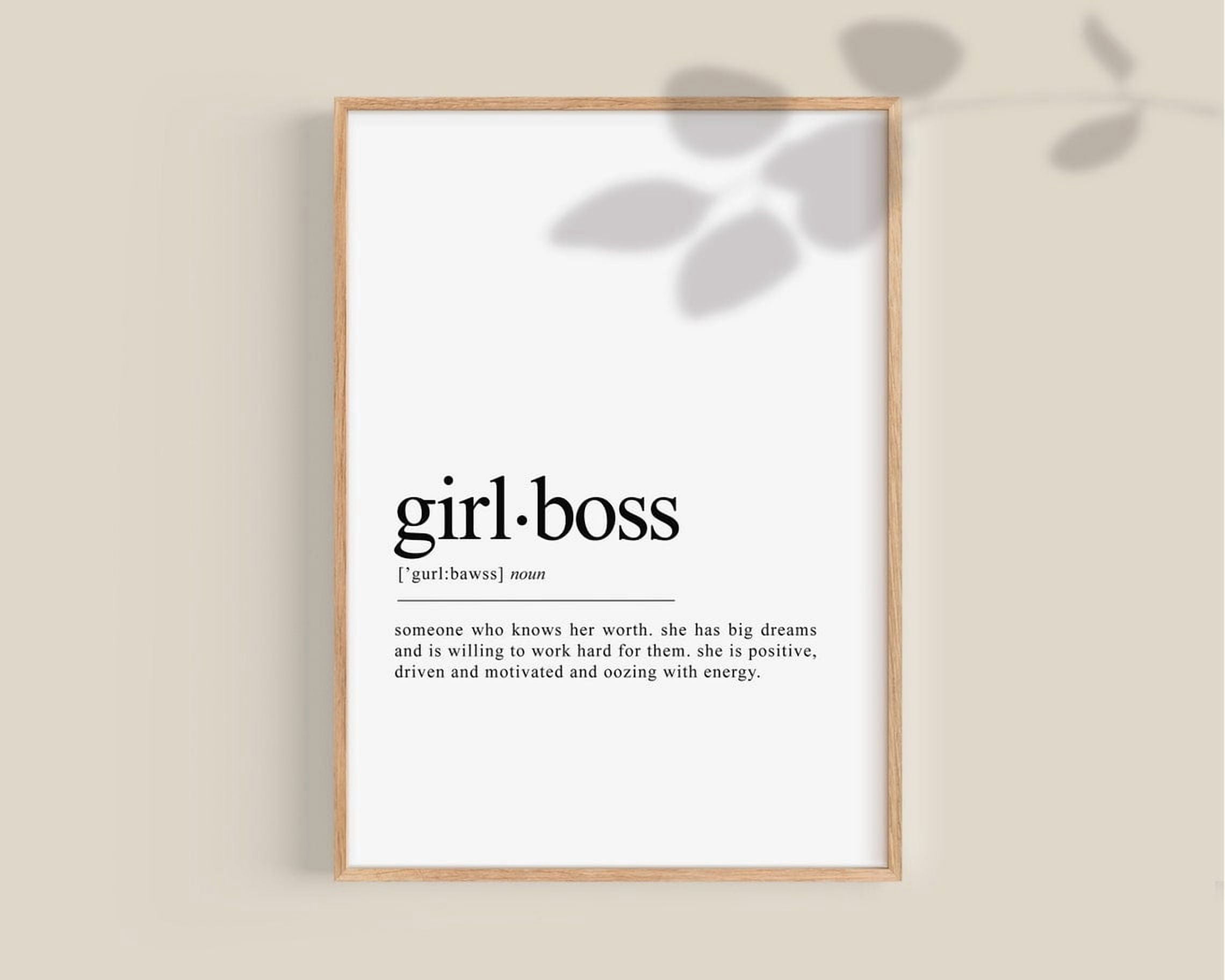 Girl Boss Definition Empowered Woman Wall Art, Stretched Canvas Size ...