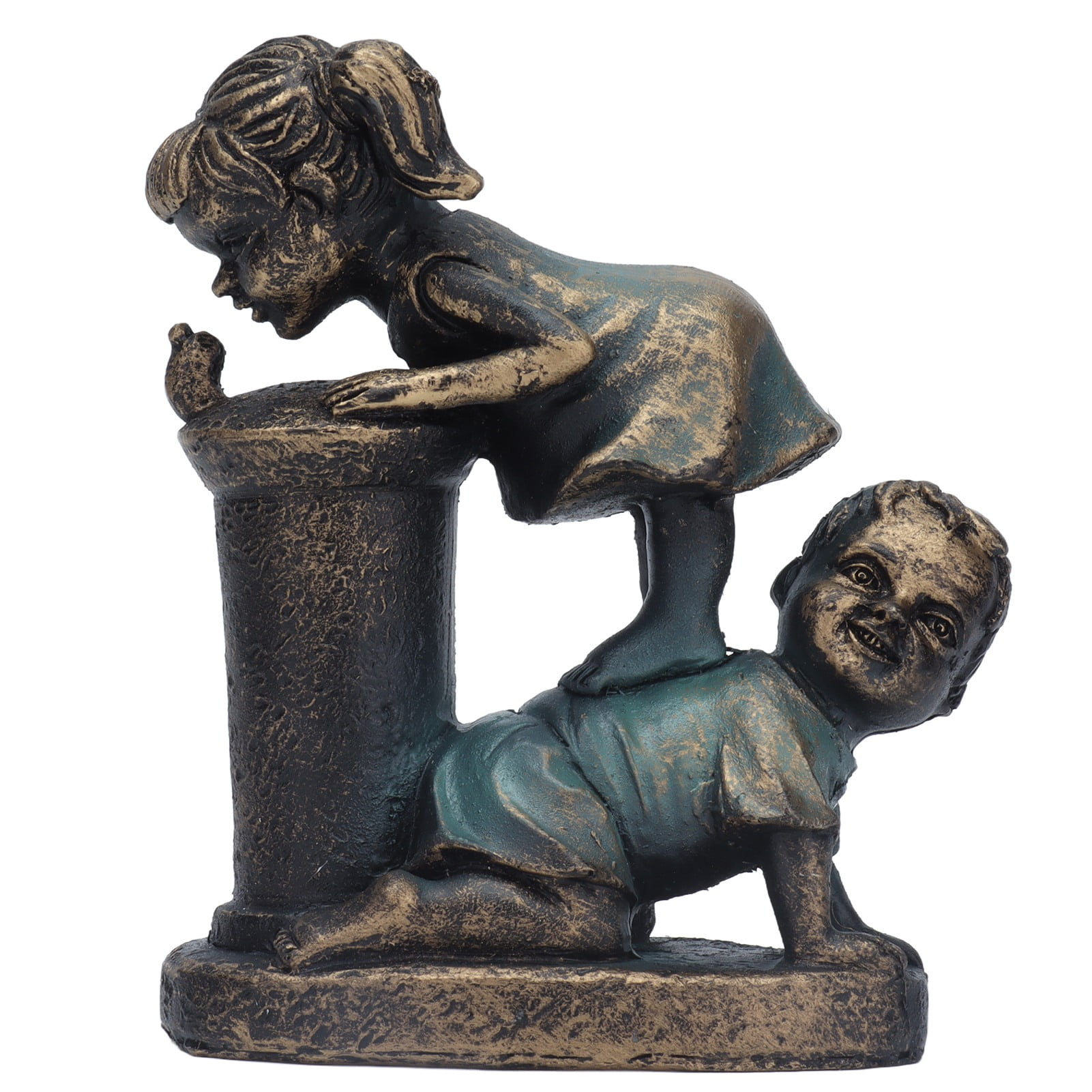 Girl Boy Drink Water Statue Garden Sculpture Resin Courtyard Ornament ...