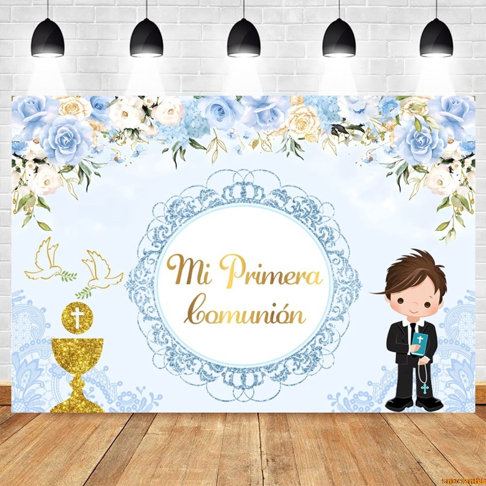 Girl Boy First Holy Communion Backdrop Christing Baptism Party Cross ...