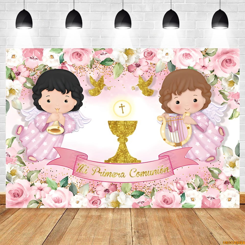 Girl Boy First Holy Communion Backdrop Christing Baptism Party Cross ...
