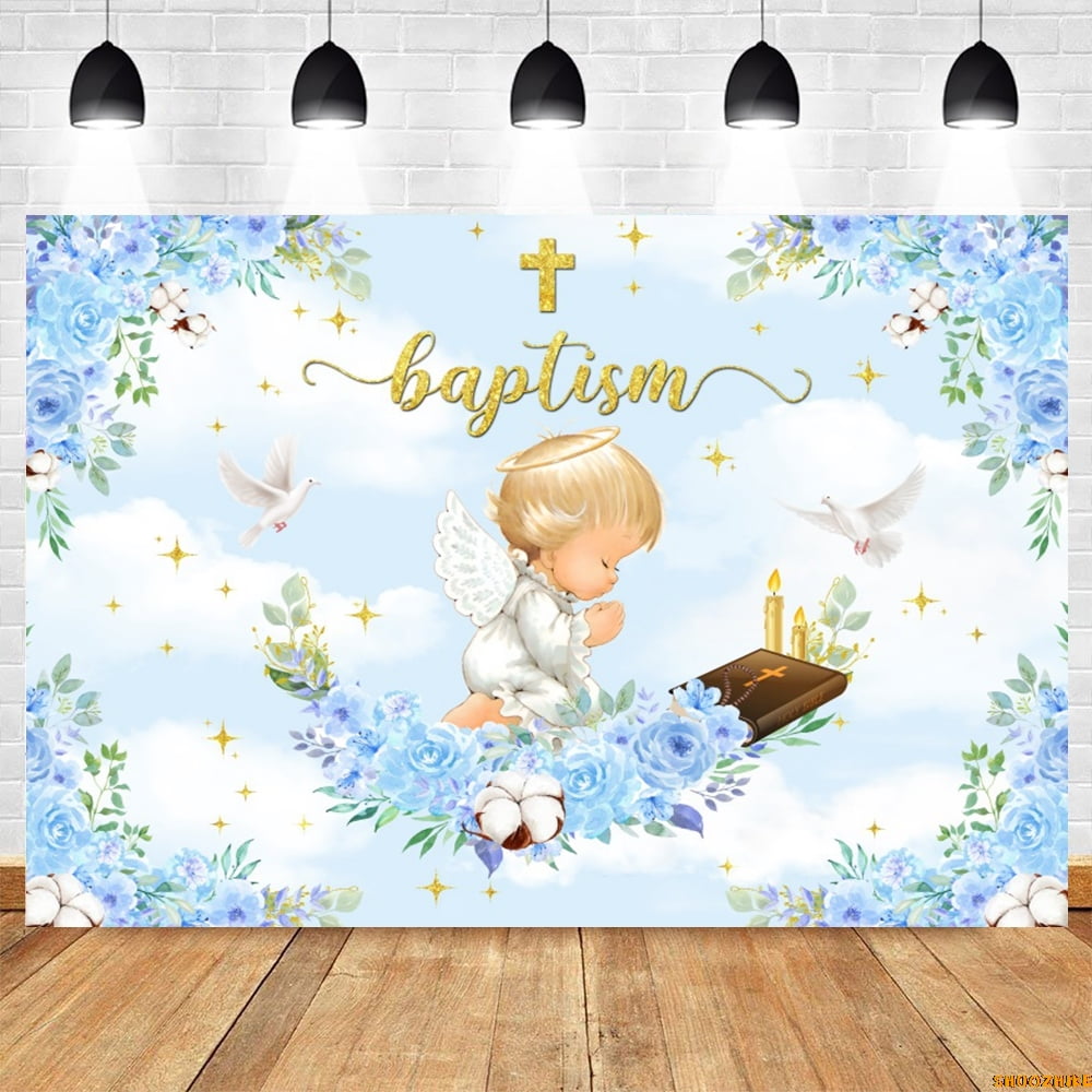Girl Boy First Holy Communion Backdrop Christing Baptism Party Cross ...