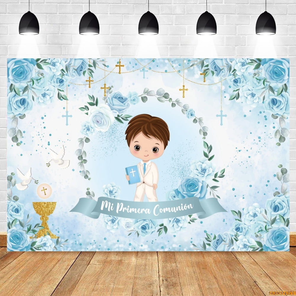 Girl Boy First Holy Communion Backdrop Christing Baptism Party Cross ...