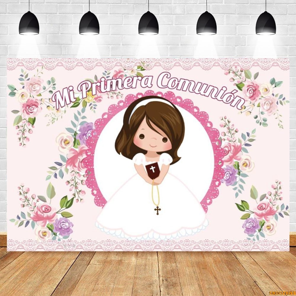 Girl Boy First Holy Communion Backdrop Christing Baptism Party Cross ...