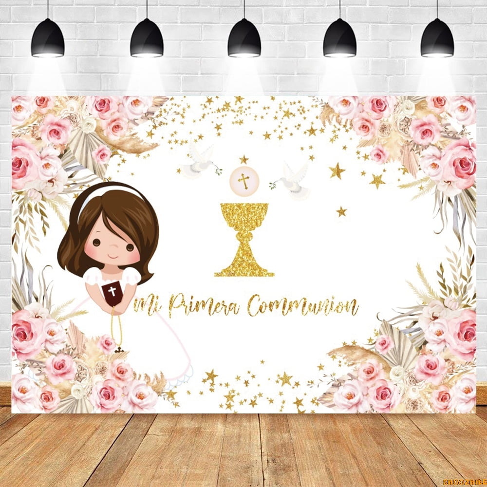 Girl Boy First Holy Communion Backdrop Christing Baptism Party Cross ...