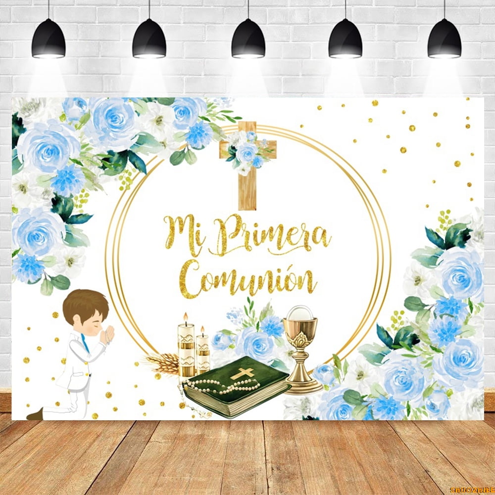 Girl Boy First Holy Communion Backdrop Christing Baptism Party Cross ...