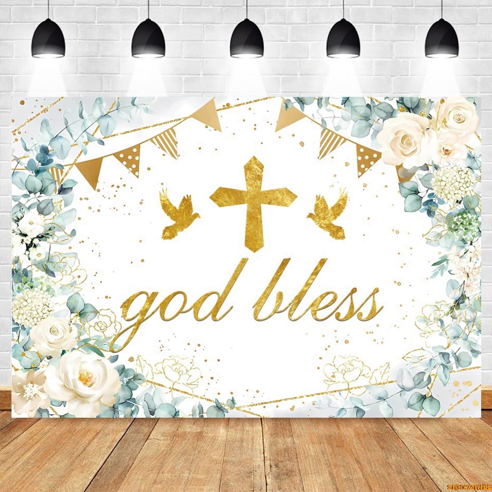 Girl Boy Holy Communion Backdrop My Baptism God Bless Cross Dove Baby ...