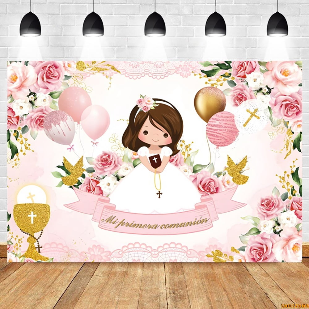 Girl Boy Holy Communion Backdrop My Baptism God Bless Cross Dove Baby ...