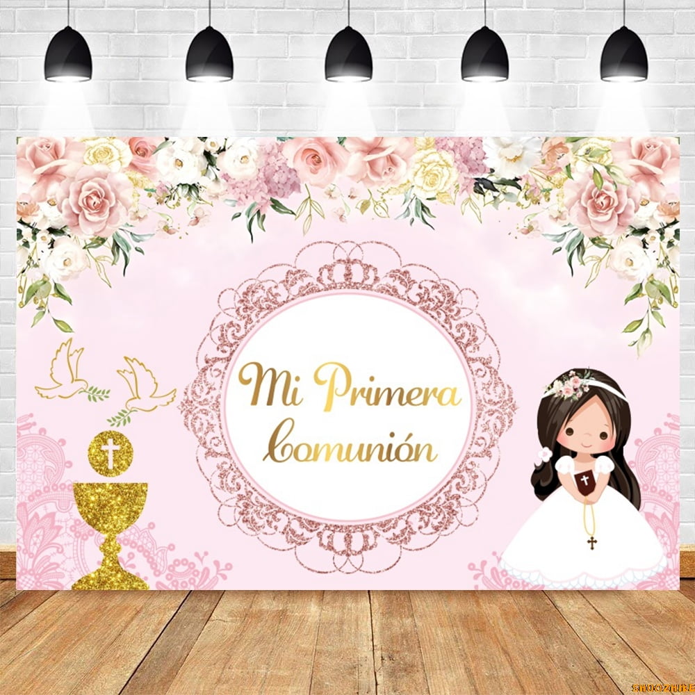 Girl Boy Holy Communion Backdrop My Baptism God Bless Cross Dove Baby ...