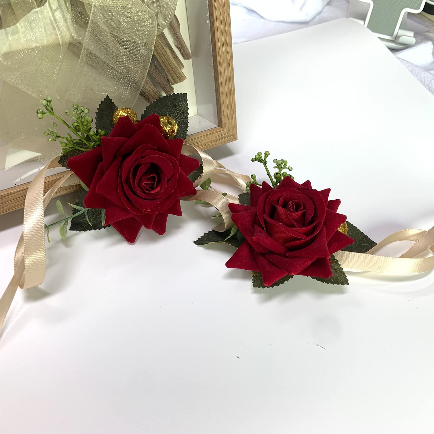 Girl Bridesmaid Wedding Wrist Corsage Bracelet 2 Pack for Ceremony ...