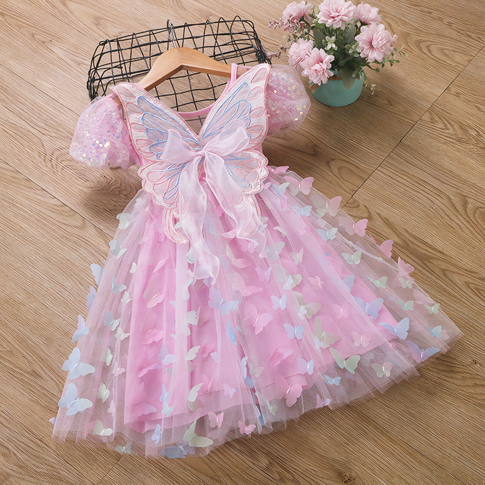 Girl Butterfly Wings Dress Kids Tulle Butterfly Wing Skirt Princess ...