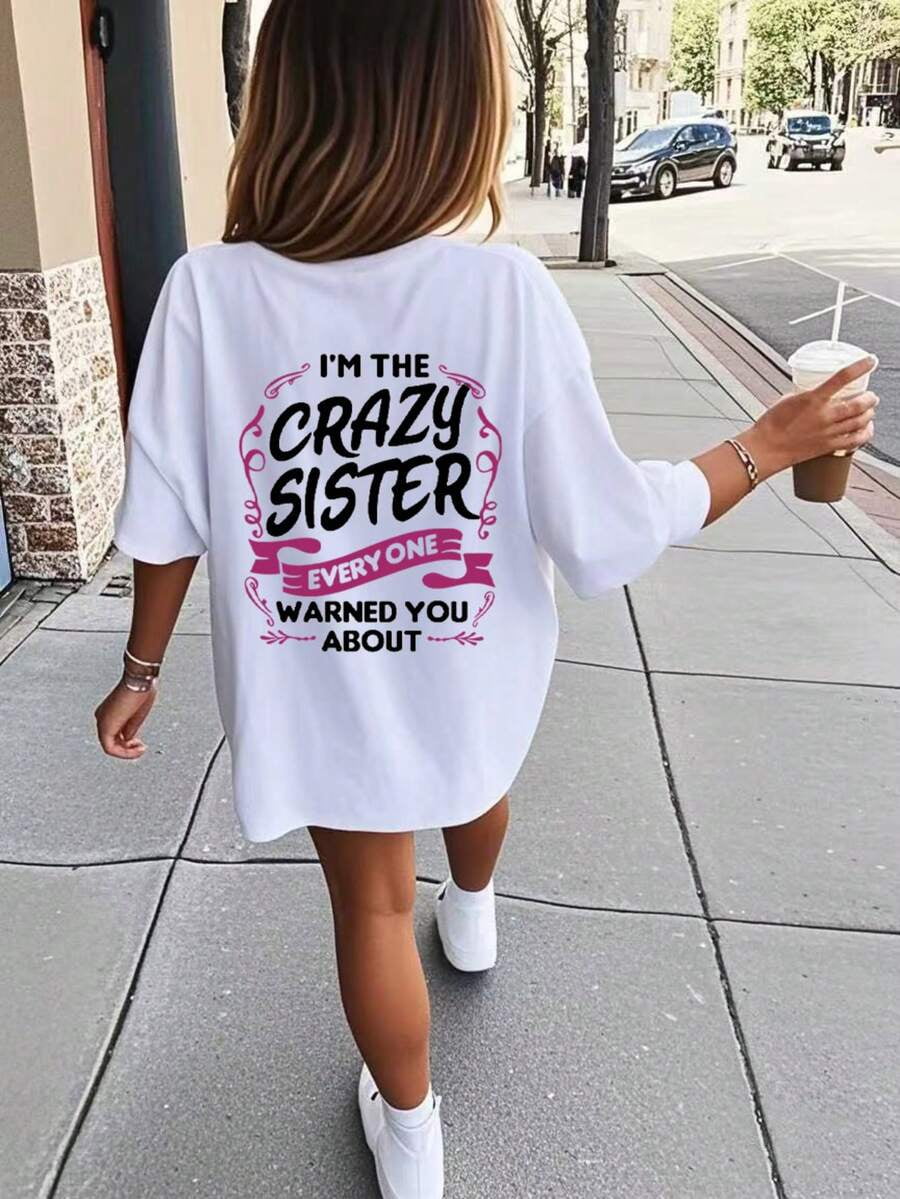 Girl Casual Funny Graphic Print Round Neck Short Sleeve T-Shirt, Summer ...