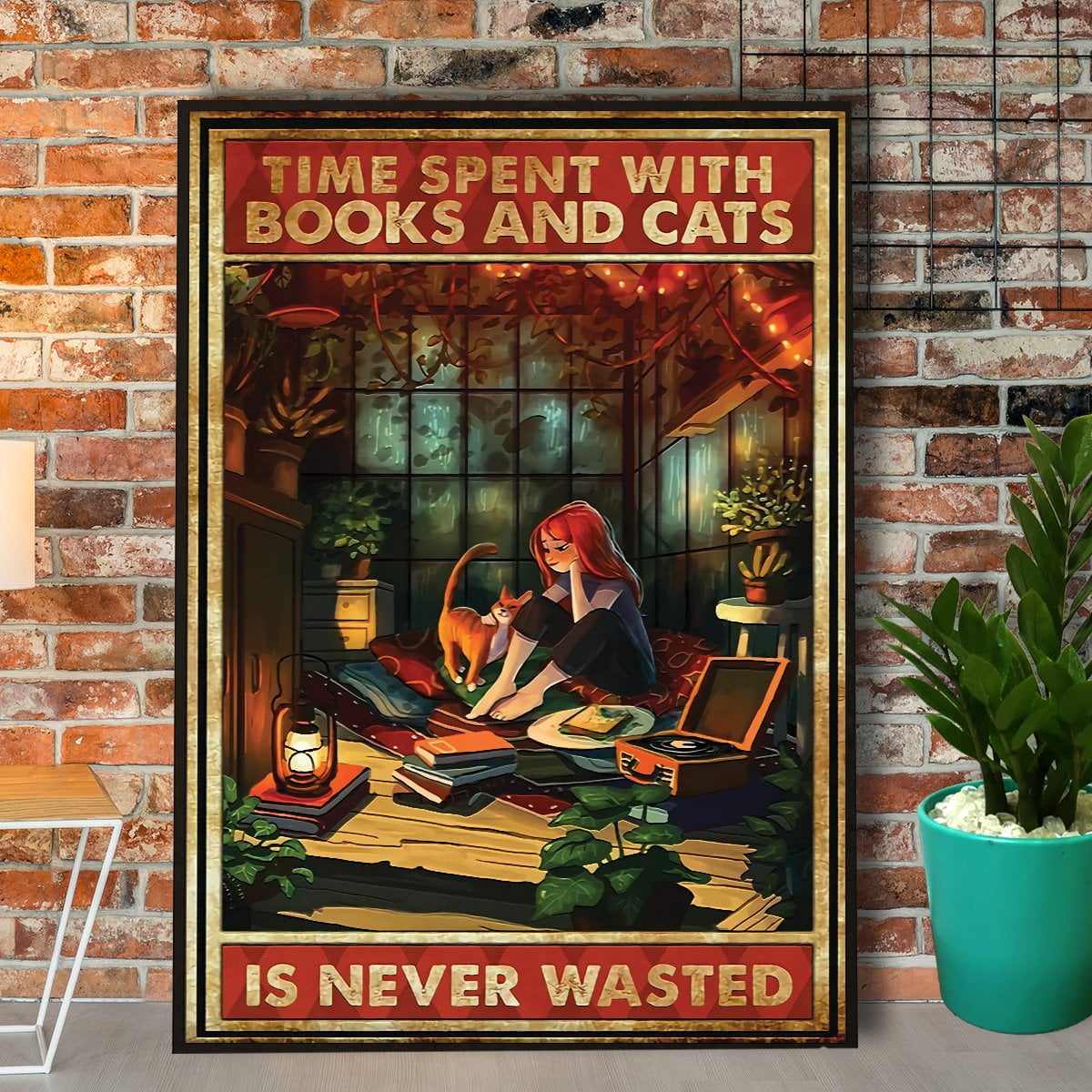 Girl & Cat Time Spent With Books And Cats Is Never Wasted Light Peace ...