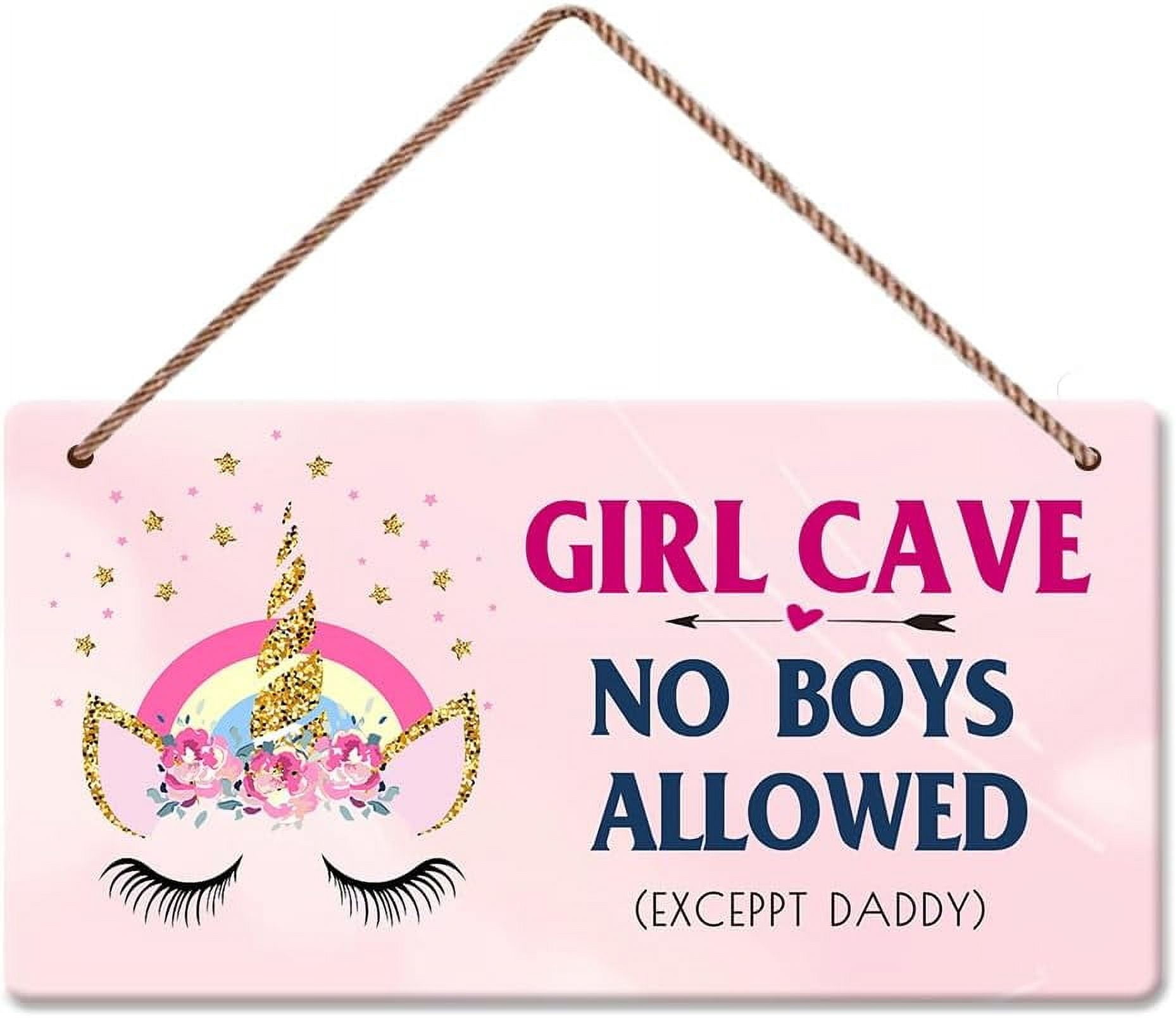 Girl Cave Sign, Funny No Boys Allowed Except Dad Sign, Girl Room Wall ...