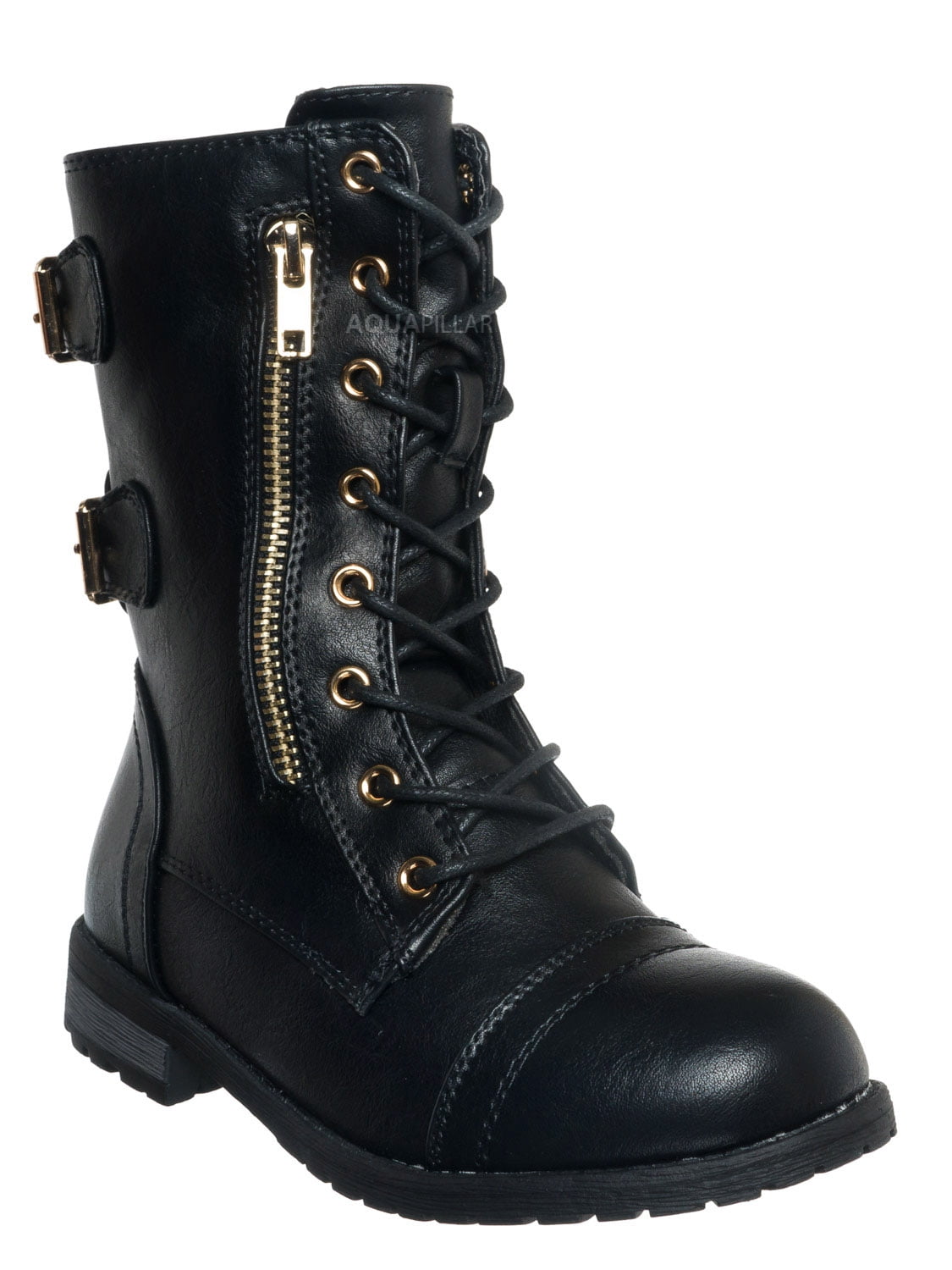Girl Children Combat Boot - Kids Calf High Utilitarian Shoe - Walmart.com