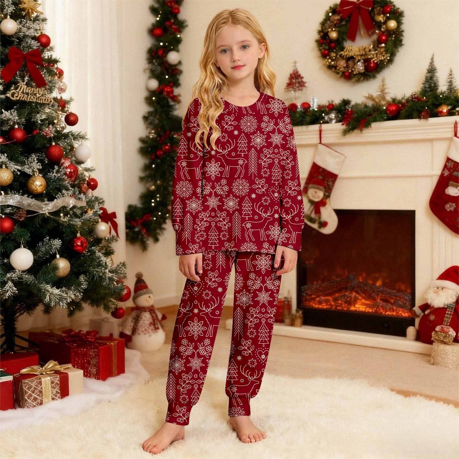Girl Christmas Pajamas Festive Holiday Print Pajama Cozy Flannel Long ...