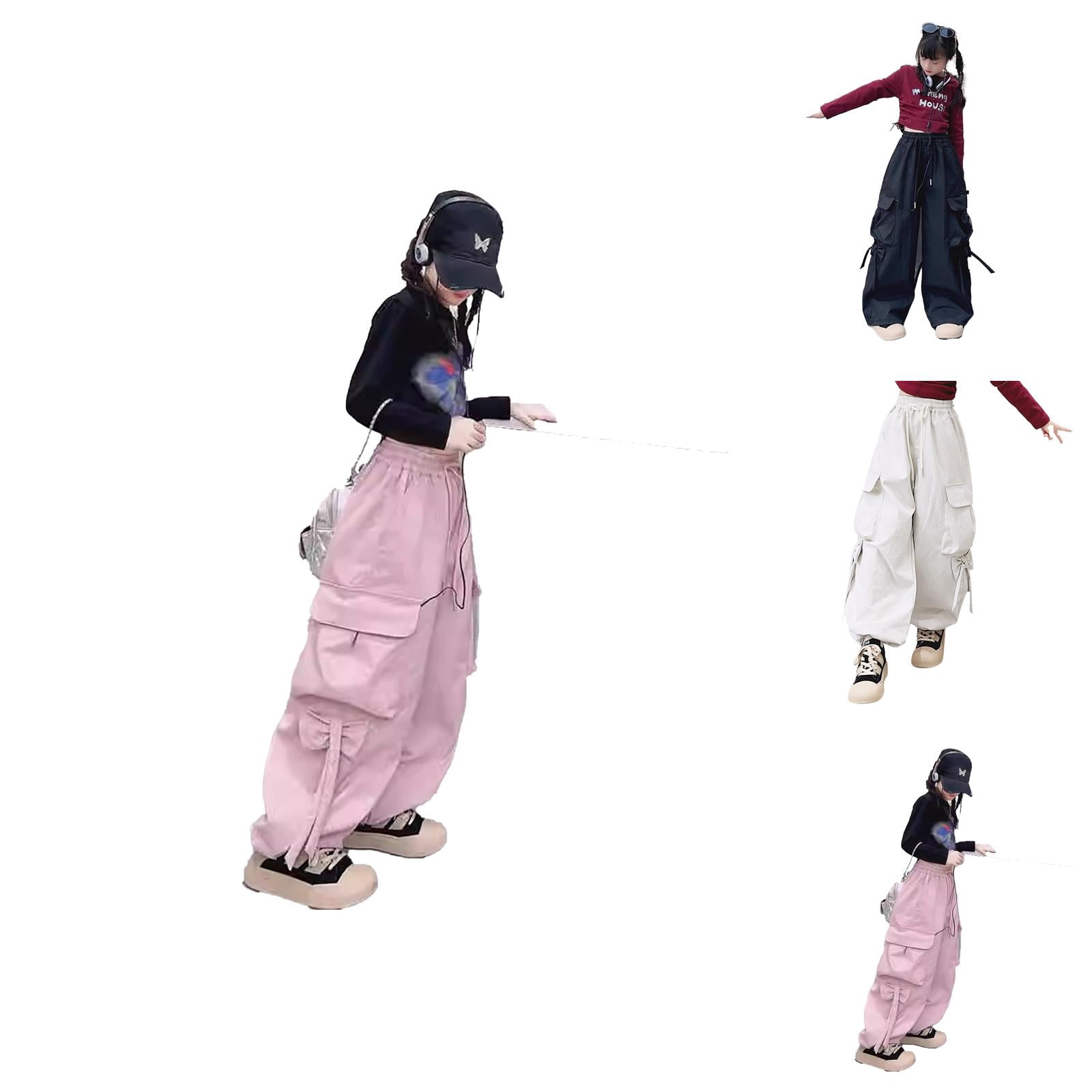 Girl Clothes Girl Pants Girls Cargo Pants Casual Wide Leg Jumpsuit ...